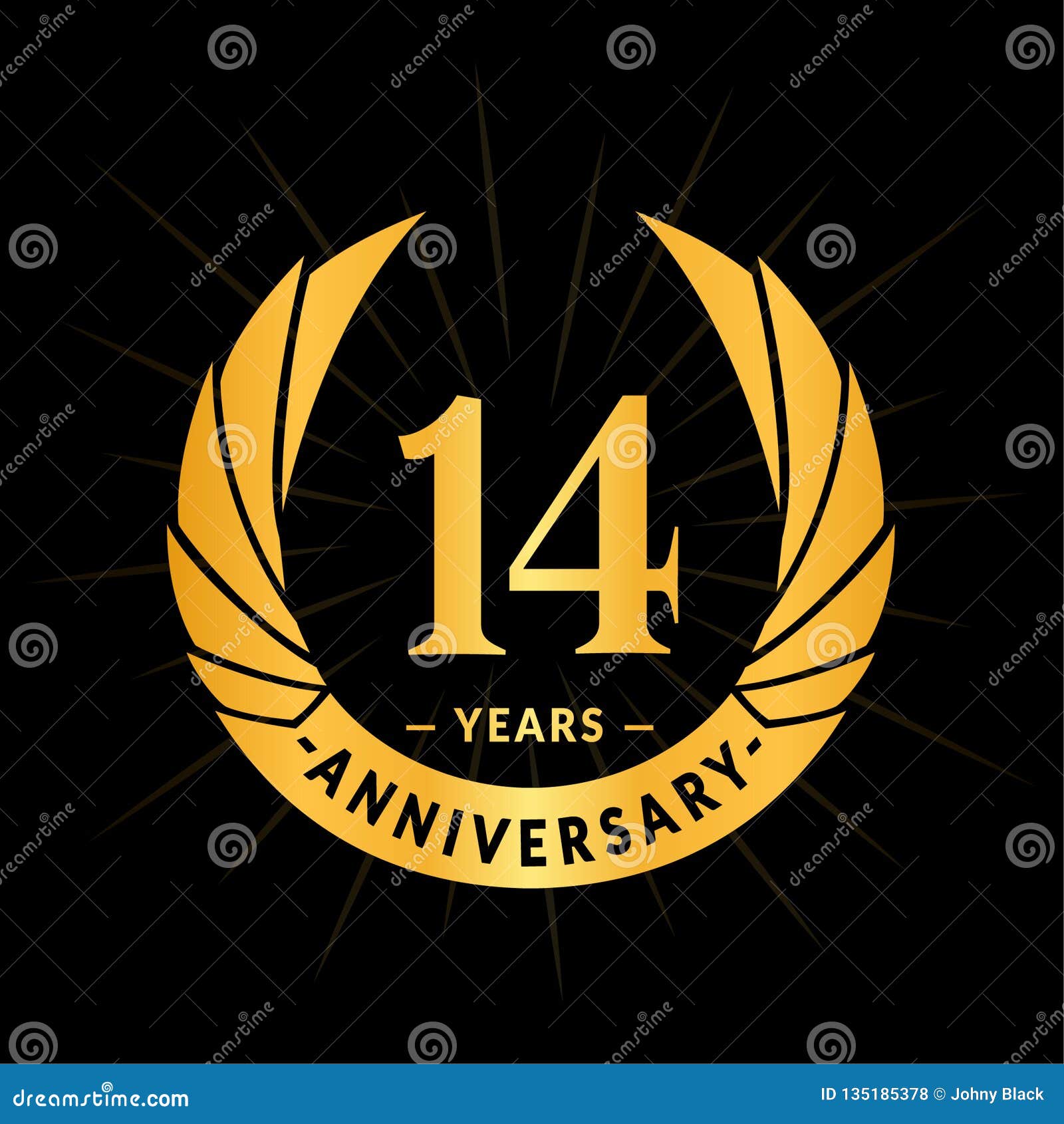 14 Years Anniversary Design Template. Elegant Anniversary Logo Design ...