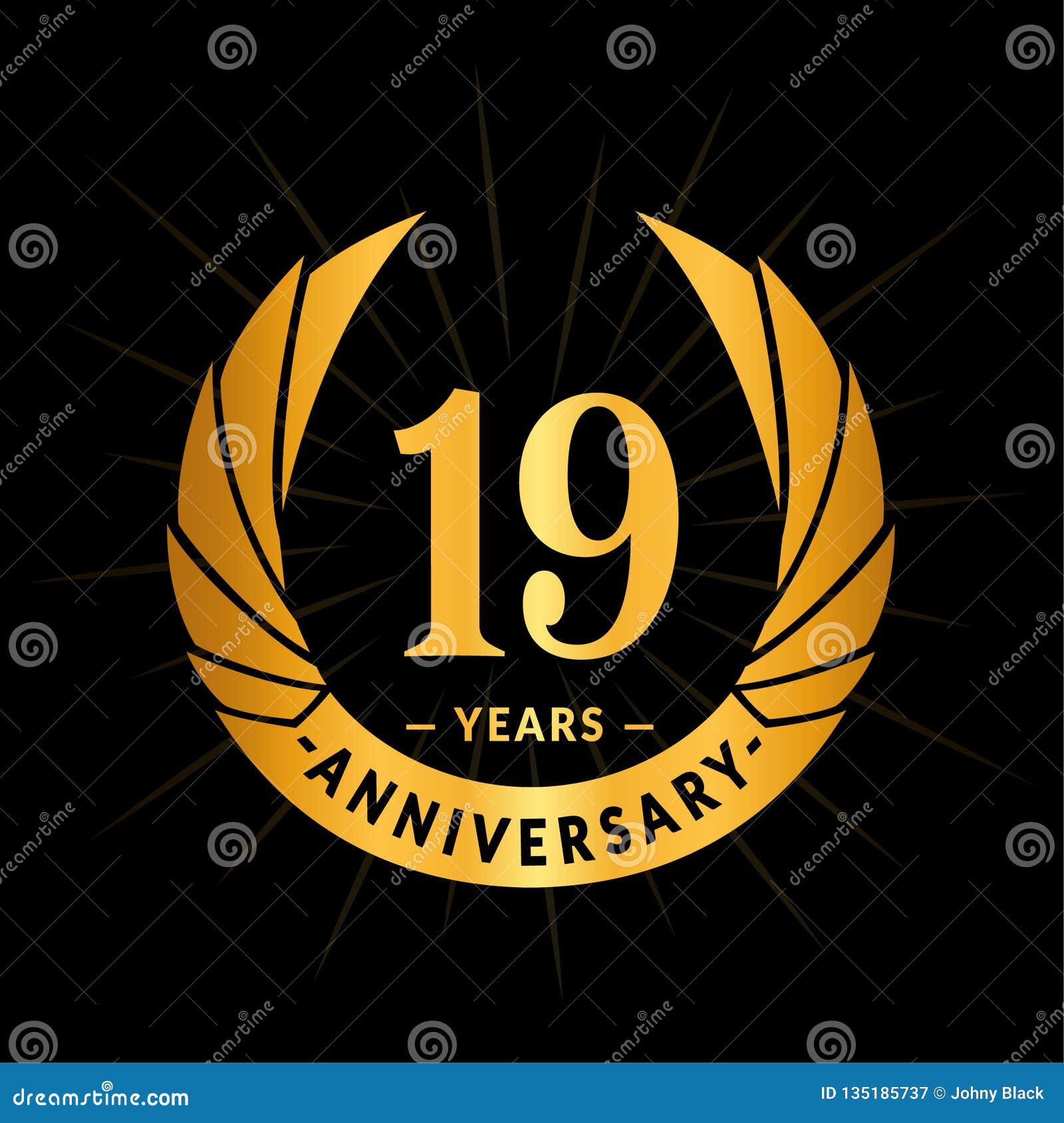 19 Years Anniversary Design Template. Elegant Anniversary Logo Design ...