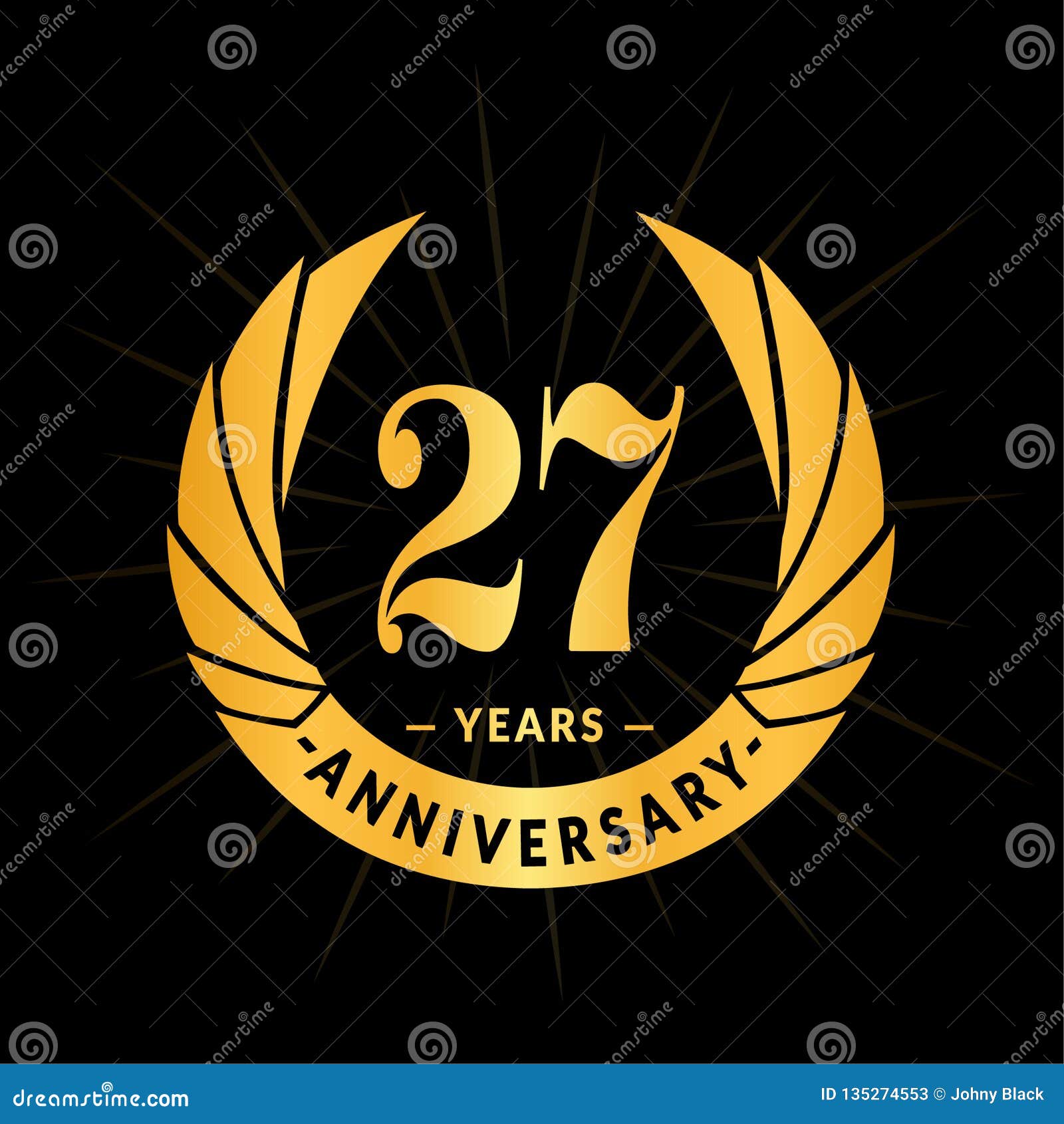27 Years Anniversary Design Template. Elegant Anniversary Logo Design ...