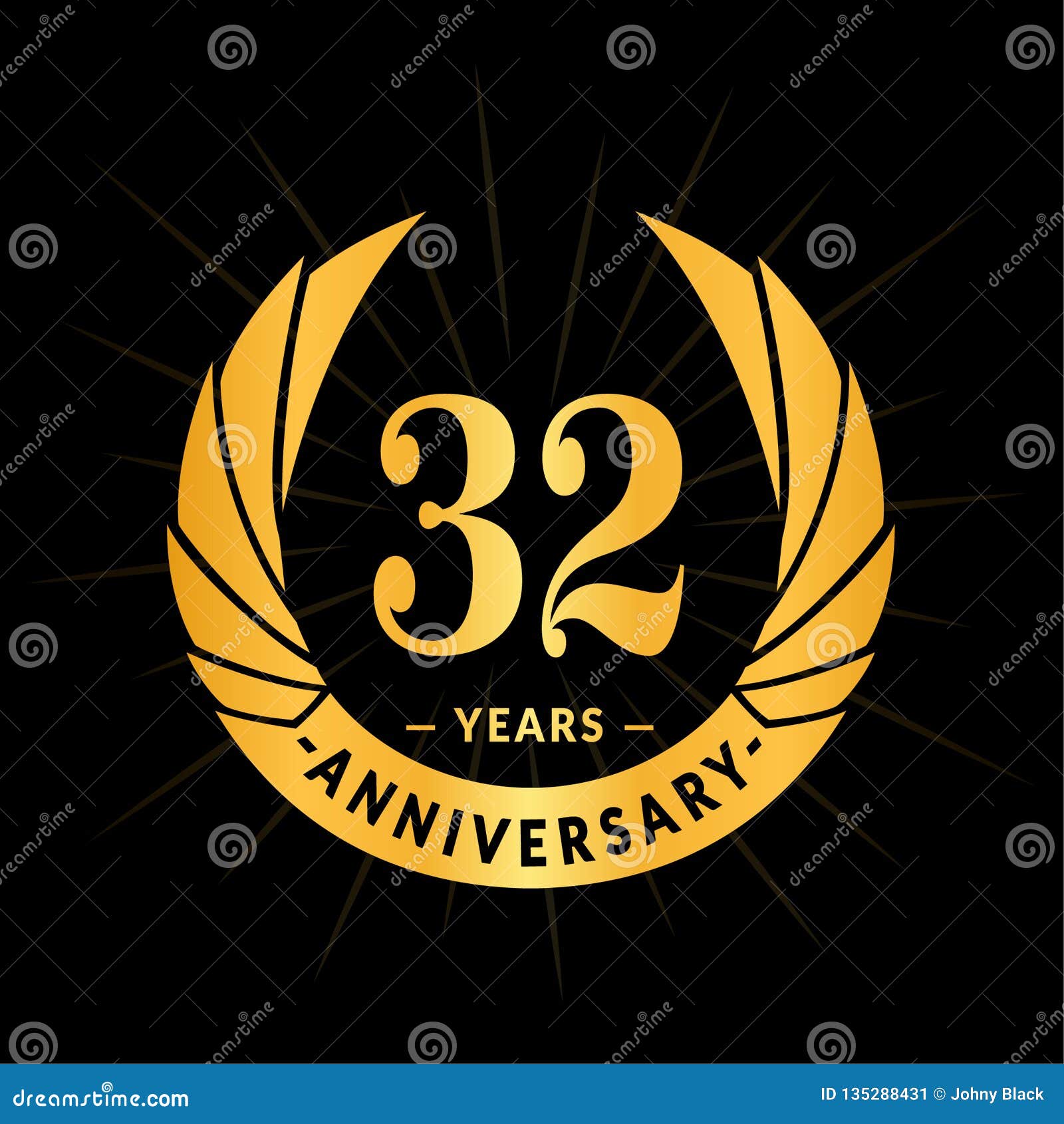 32 Years Anniversary Design Template. Elegant Anniversary Logo Design ...