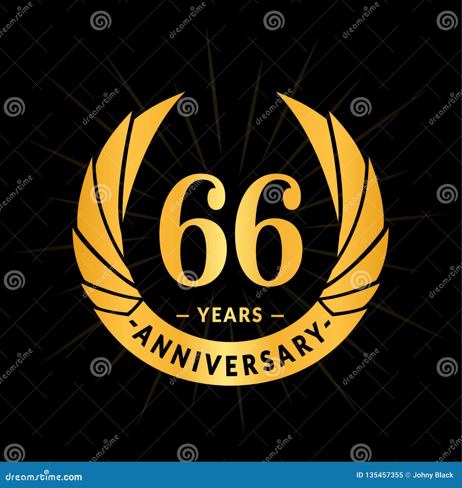 66 Years Anniversary Design Template. Elegant Anniversary Logo Design ...
