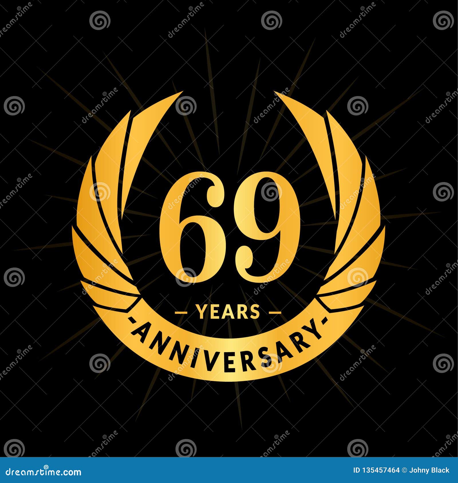 69 Years Anniversary Design Template. Elegant Anniversary Logo Design ...
