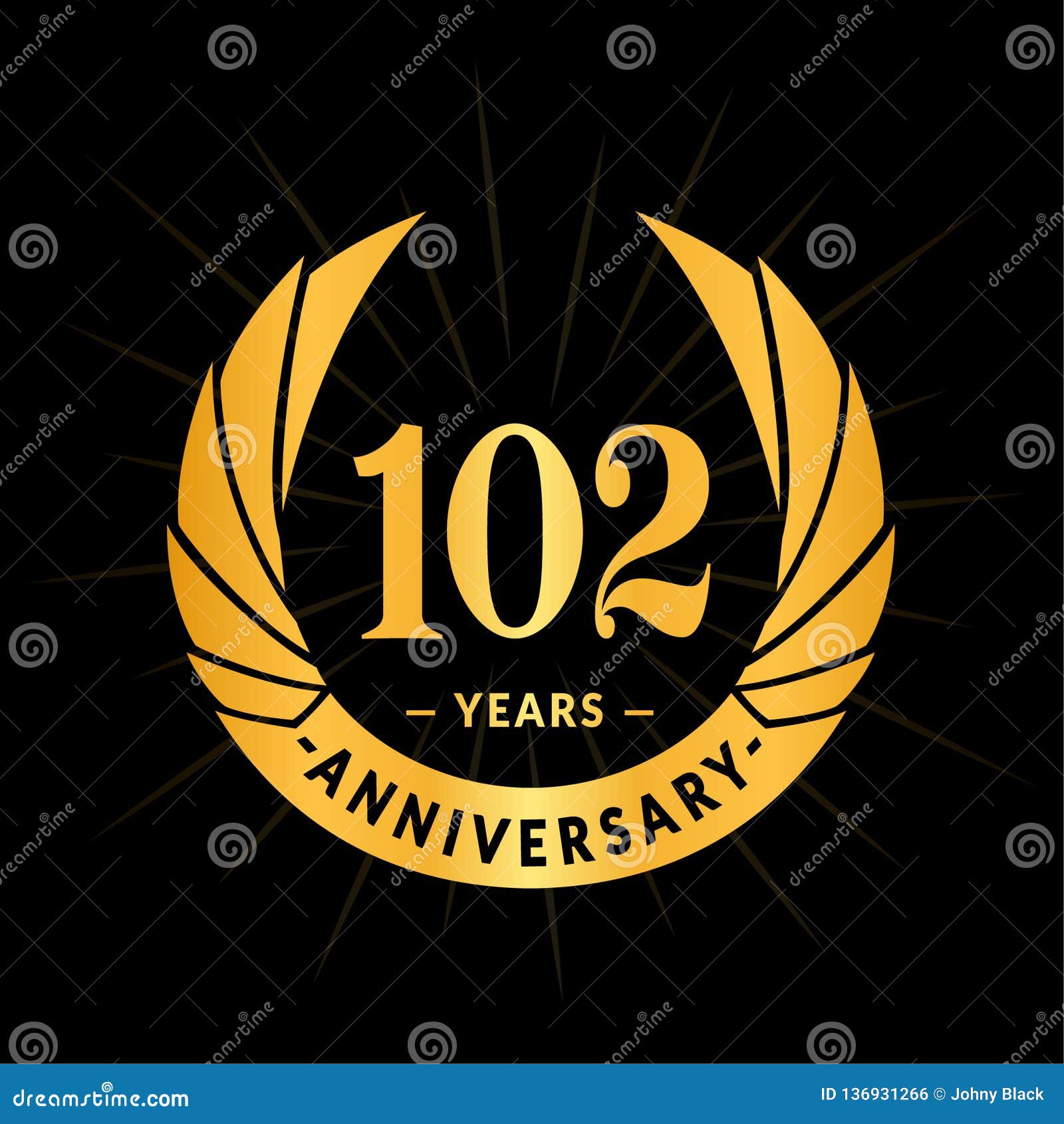 102 Years Anniversary Design Template. Elegant Anniversary Logo Design ...