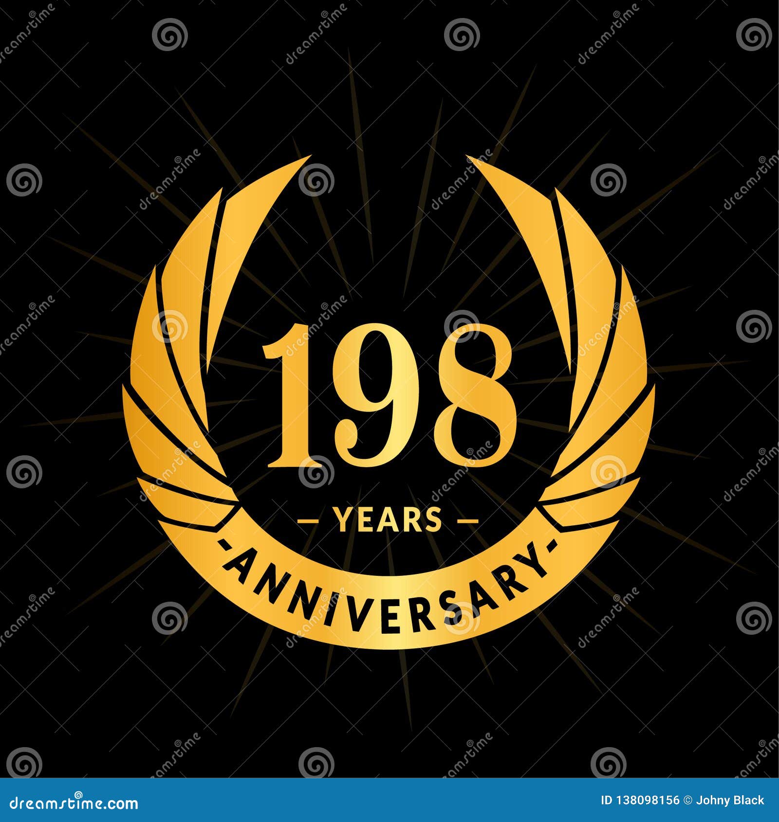 198 Years Anniversary Design Template. Elegant Anniversary Logo Design ...