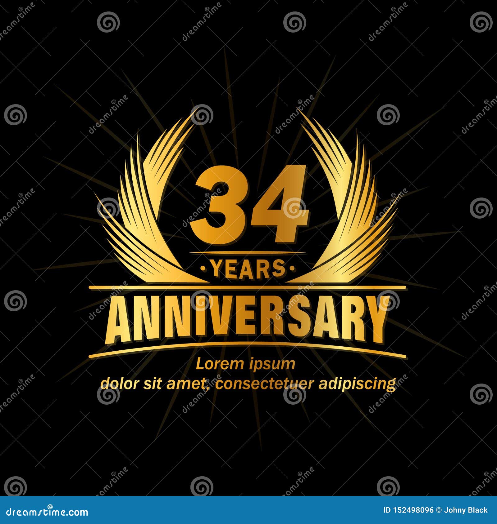 34 Years Anniversary. Elegant Anniversary Design. 34th Years Logo ...
