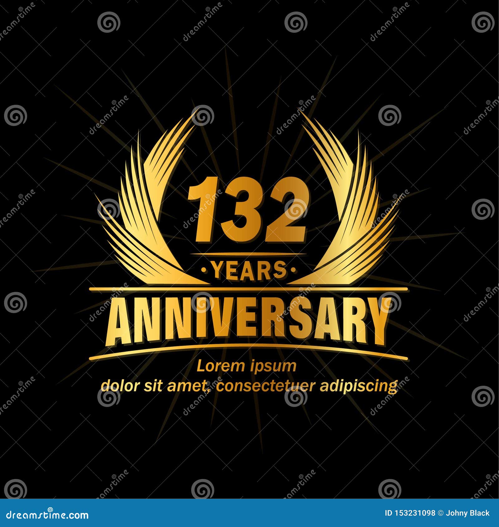 132 Years Anniversary. Elegant Anniversary Design. 132nd Years Logo ...