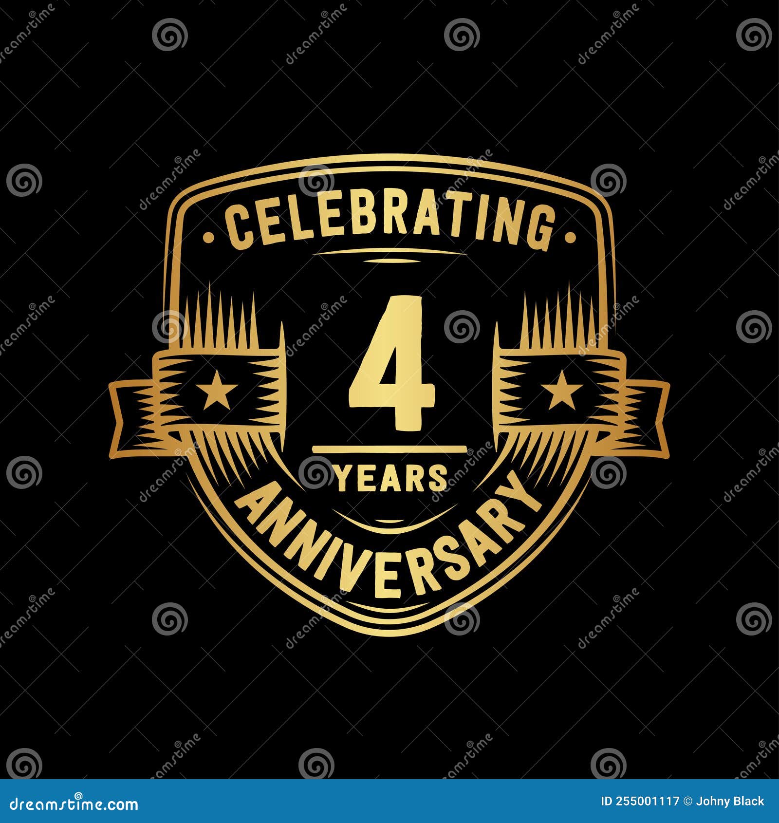 4 Years Anniversary Celebration Shield Design Template. 4th Anniversary ...