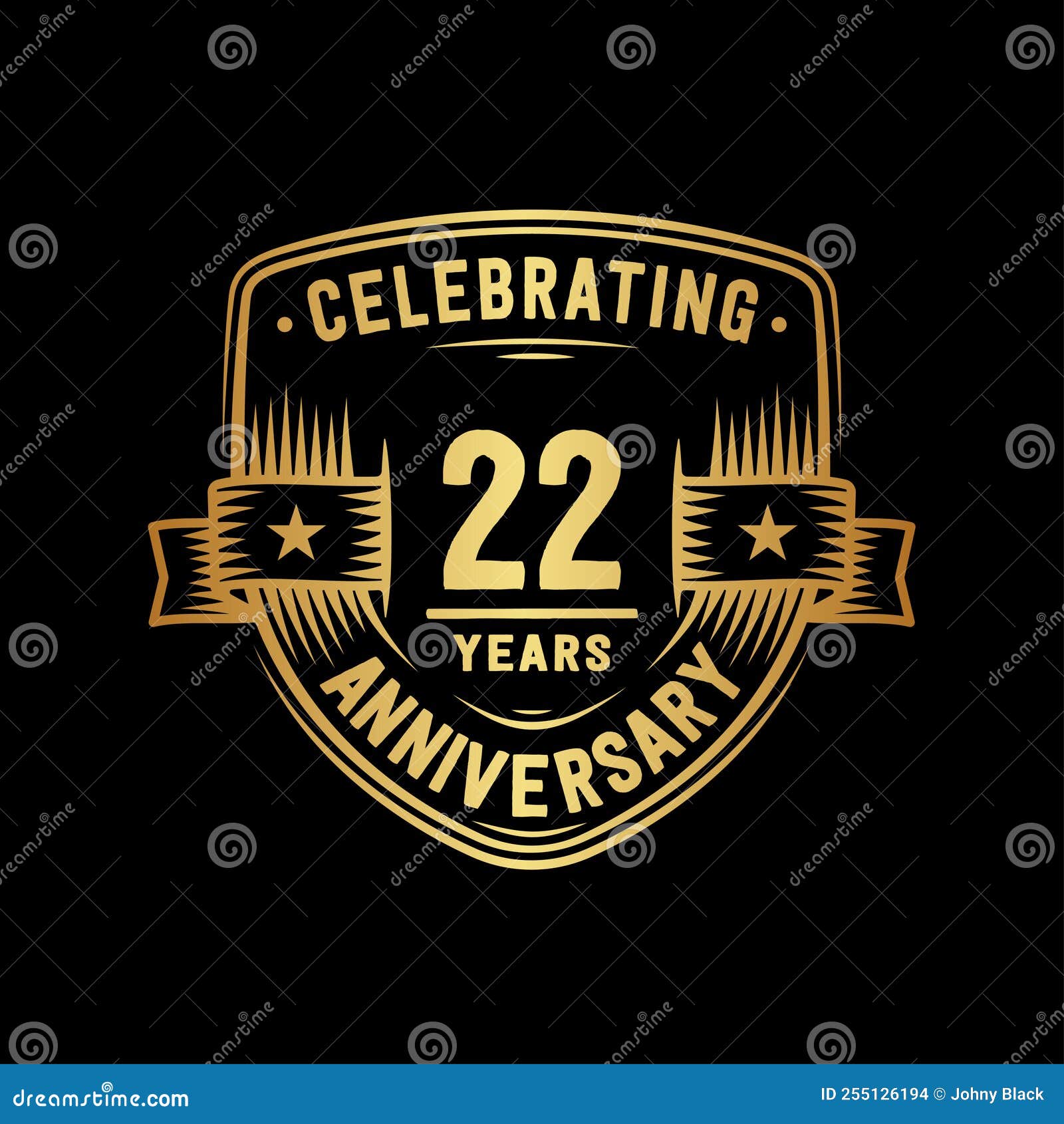22 Years Anniversary Celebration Shield Design Template. 22nd ...