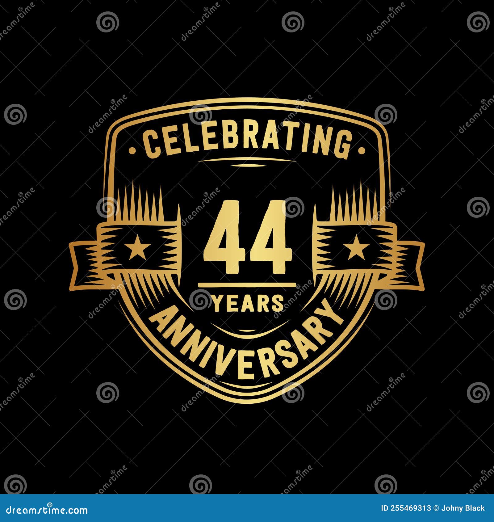 44 Years Anniversary Celebration Shield Design Template. 44th ...