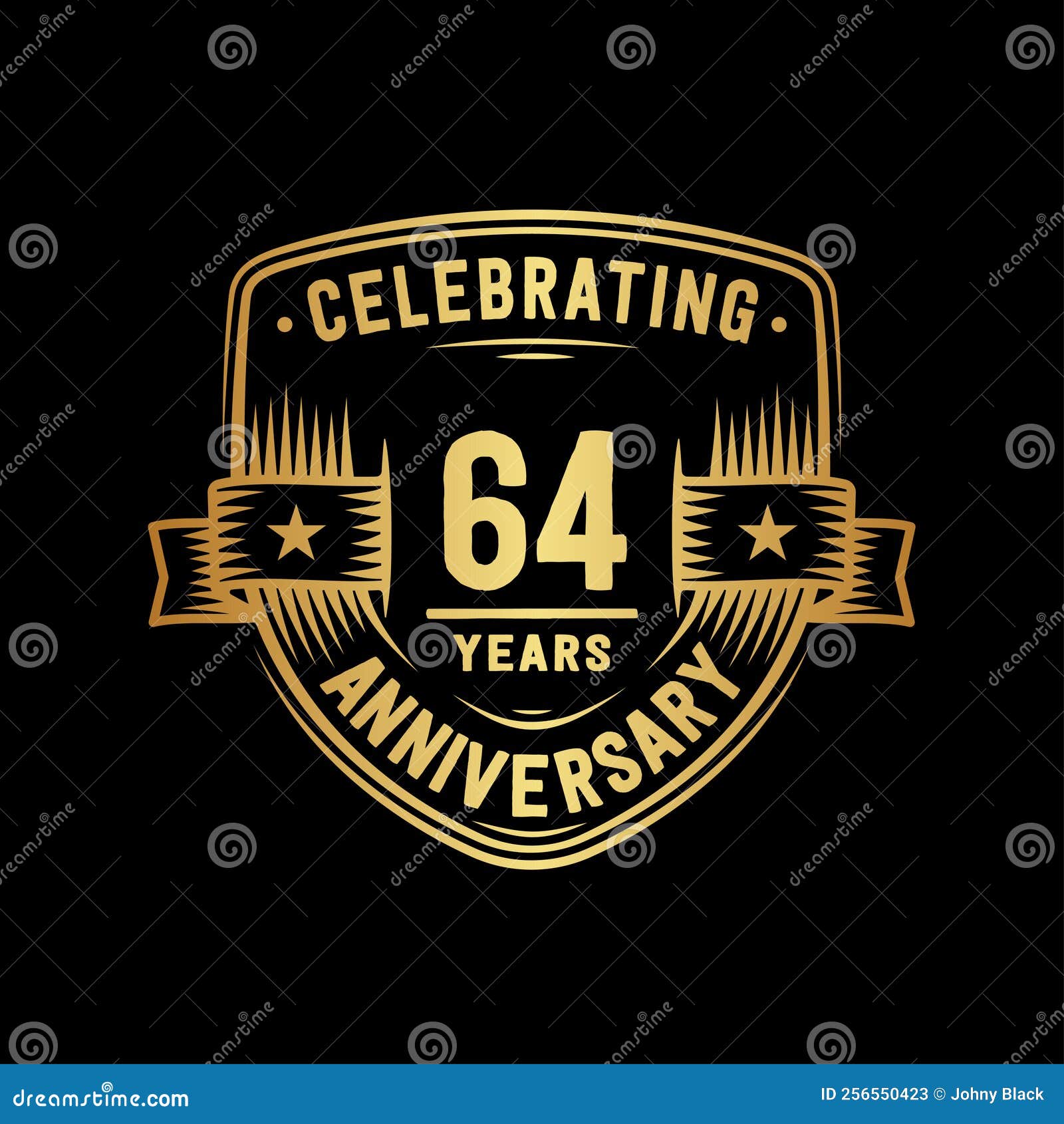 64 Years Anniversary Celebration Shield Design Template. 64th ...