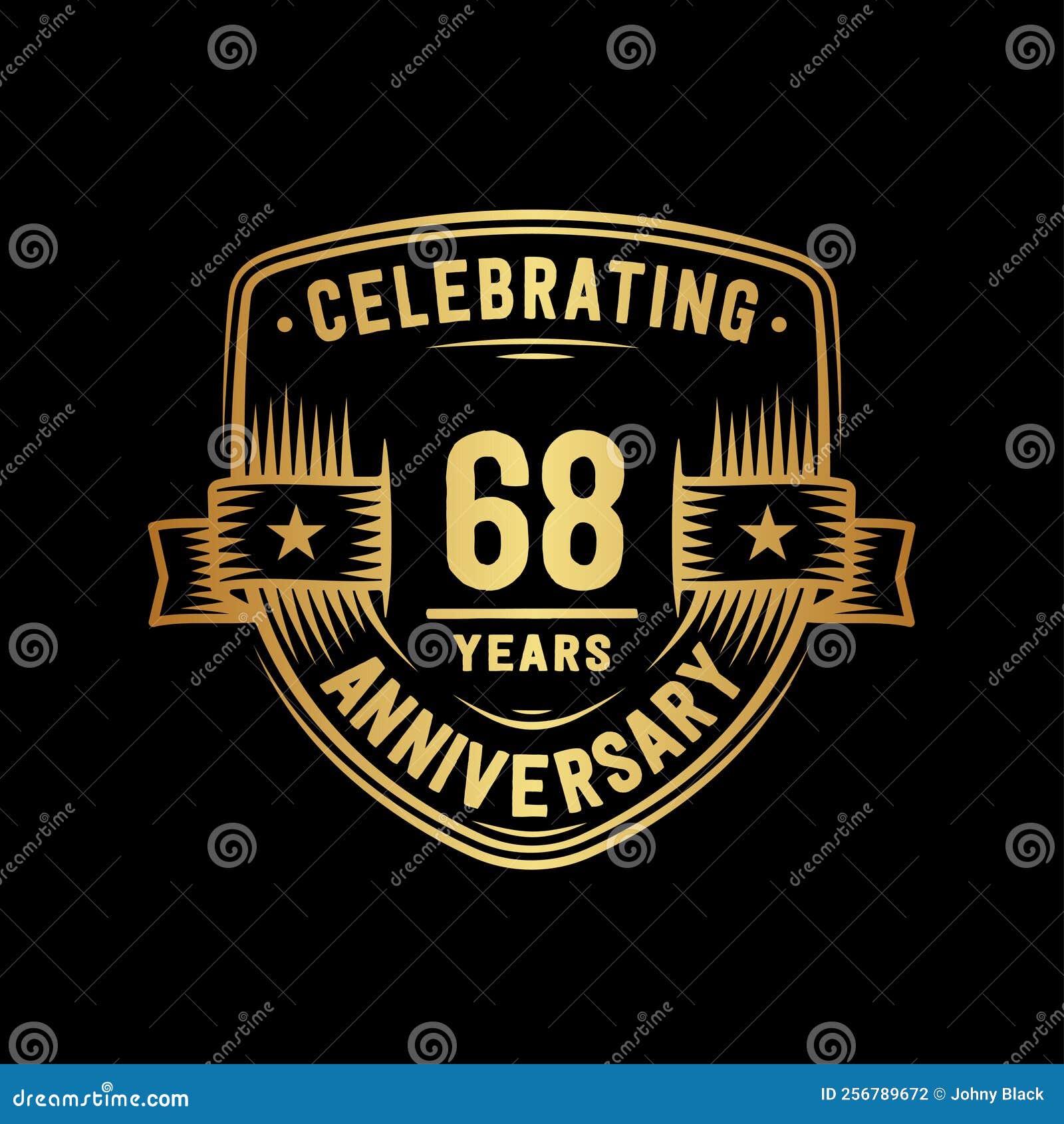 68 Years Anniversary Celebration Shield Design Template. 68th ...