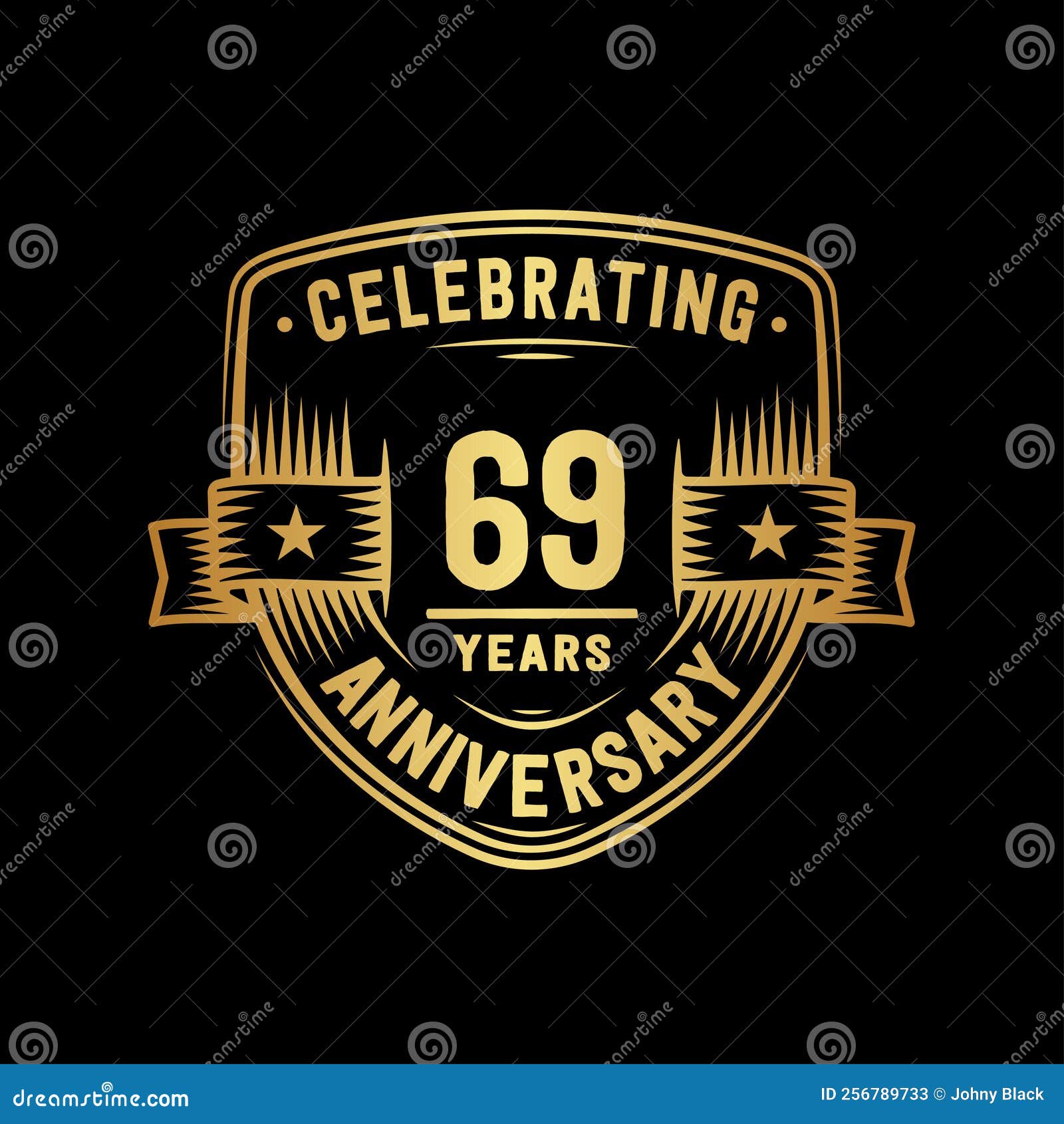 69 Years Anniversary Celebration Shield Design Template 69th