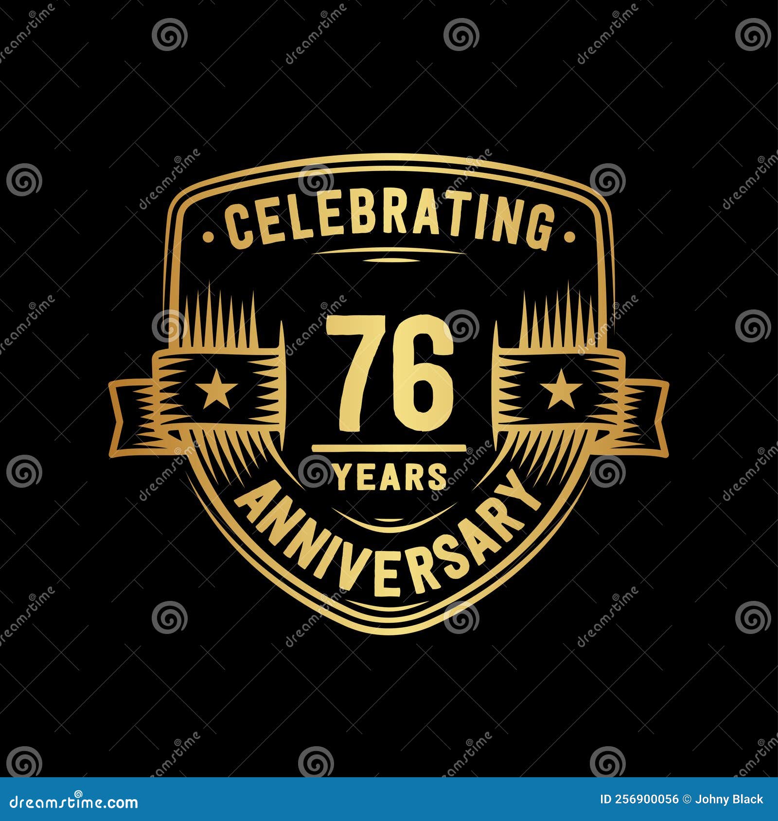 76 Years Anniversary Celebration Shield Design Template. 76th ...