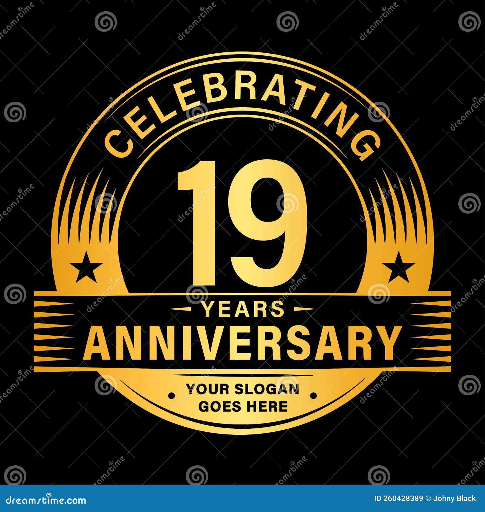 19 Years Anniversary Celebration Design Template. 19th Logo Vector ...