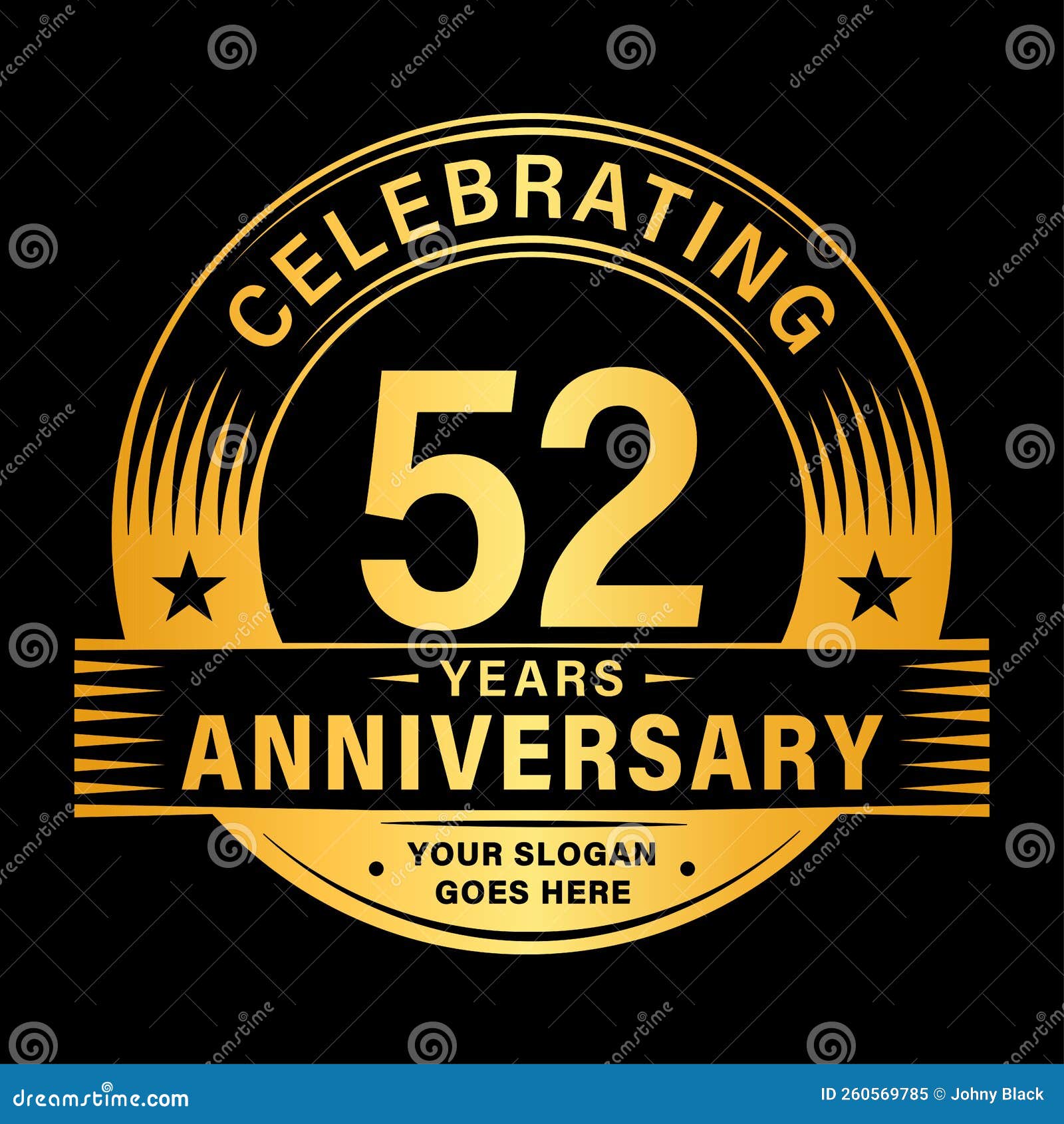 52 Years Anniversary Celebration Design Template. 52nd Logo Vector ...