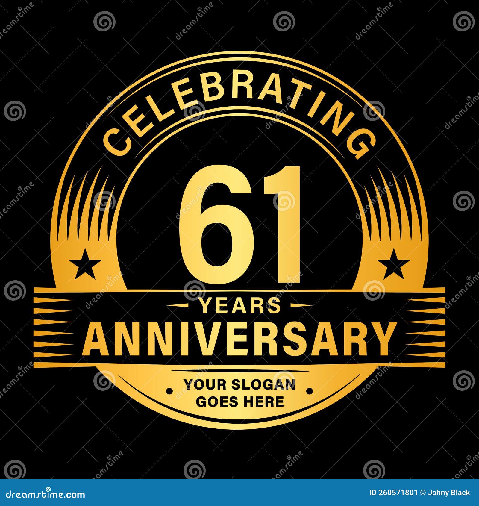 61 Years Anniversary Celebration Design Template. 61st Logo Vector ...