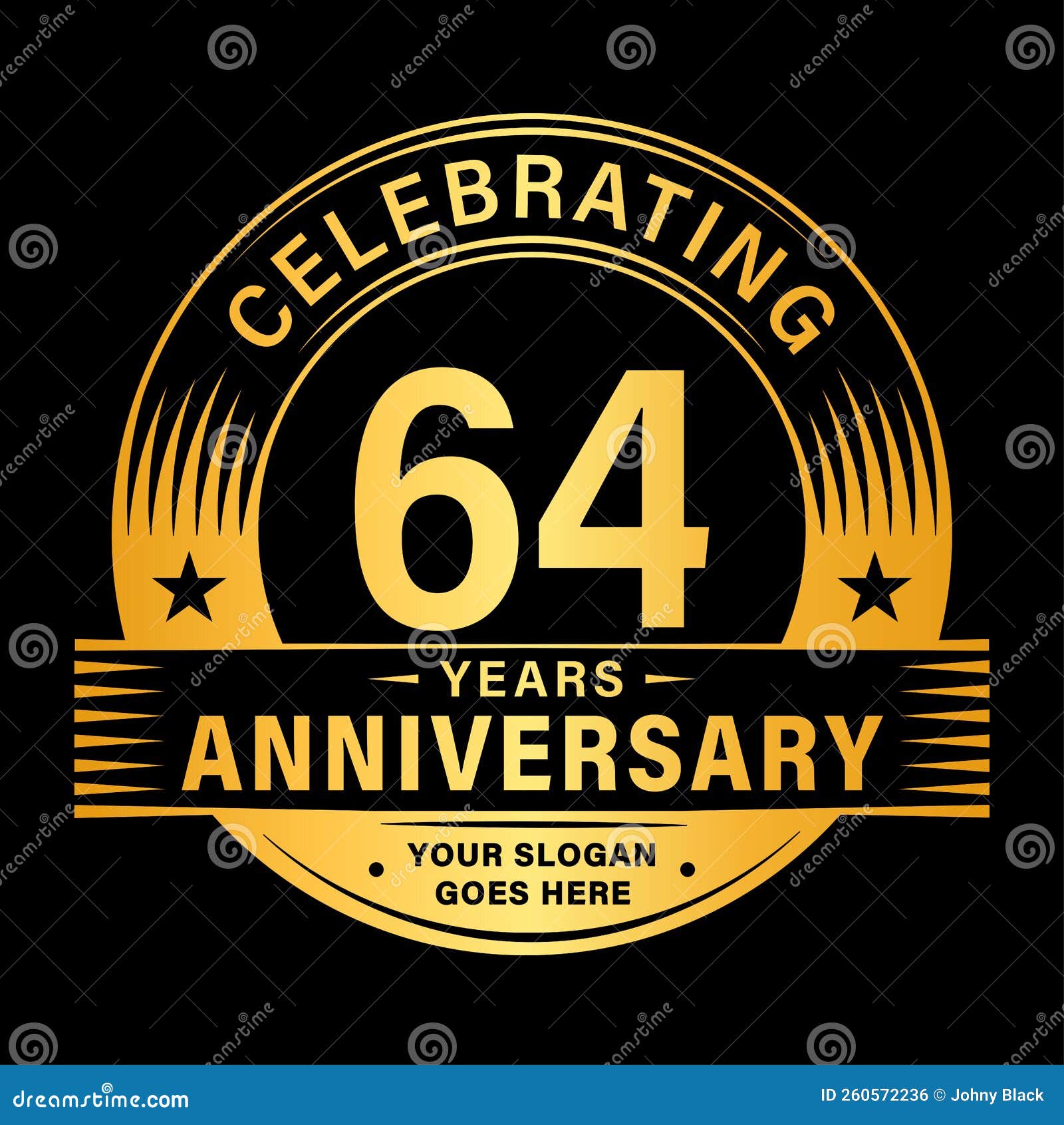 64 Years Anniversary Celebration Design Template. 64th Logo Vector ...