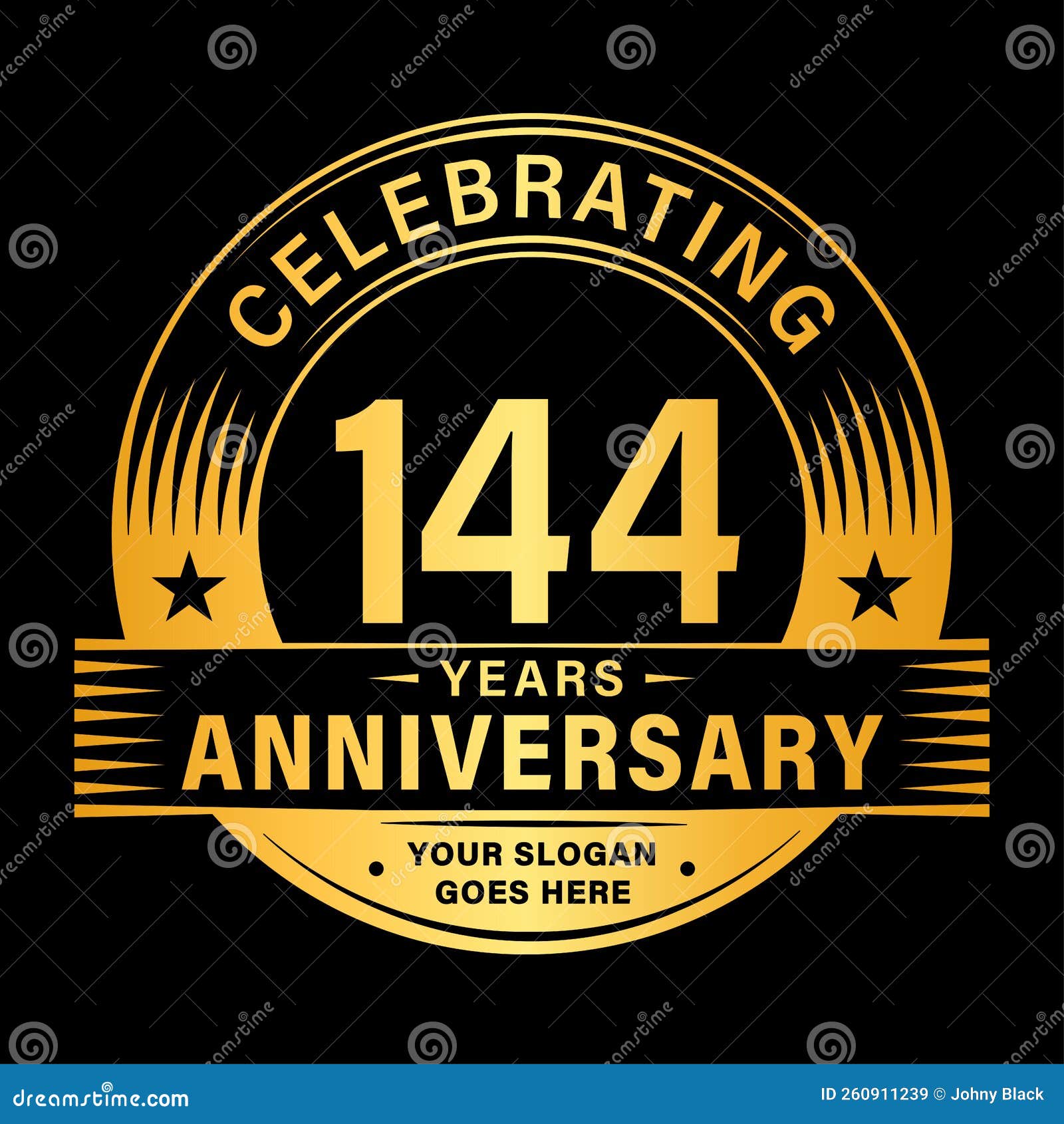 144 Years Anniversary Celebration Design Template. 144th Logo Vector ...
