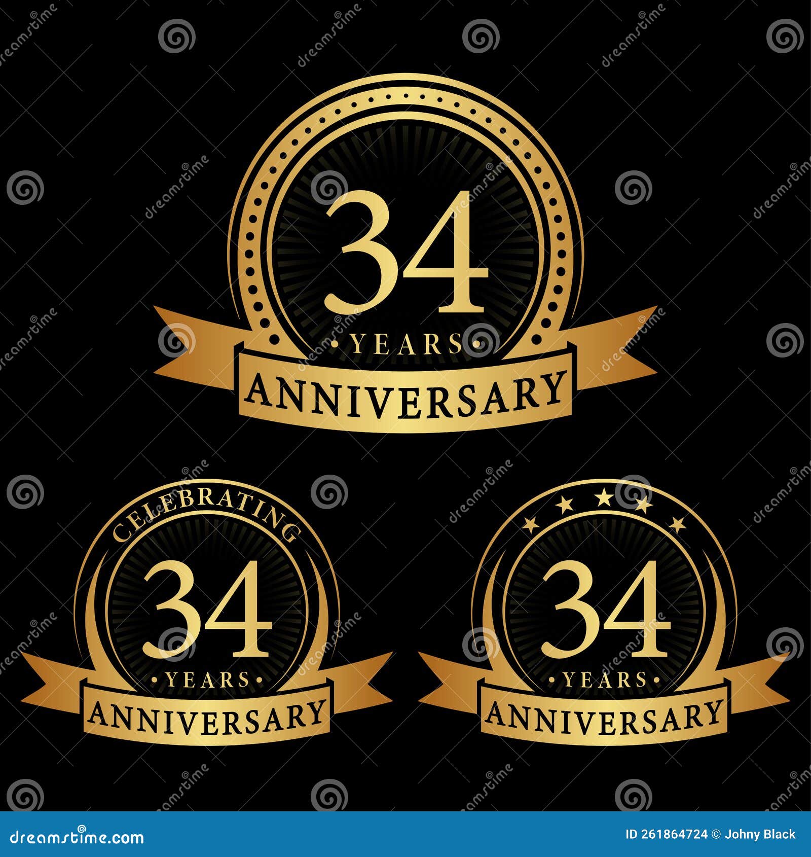 34 Years Anniversary Celebration Logotype. 34th Anniversary Logo ...