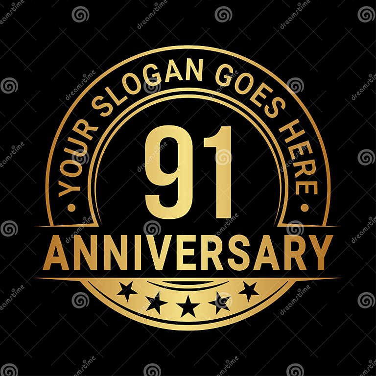91 Years Anniversary. 91st Anniversary Logo Design Template. Vector and ...