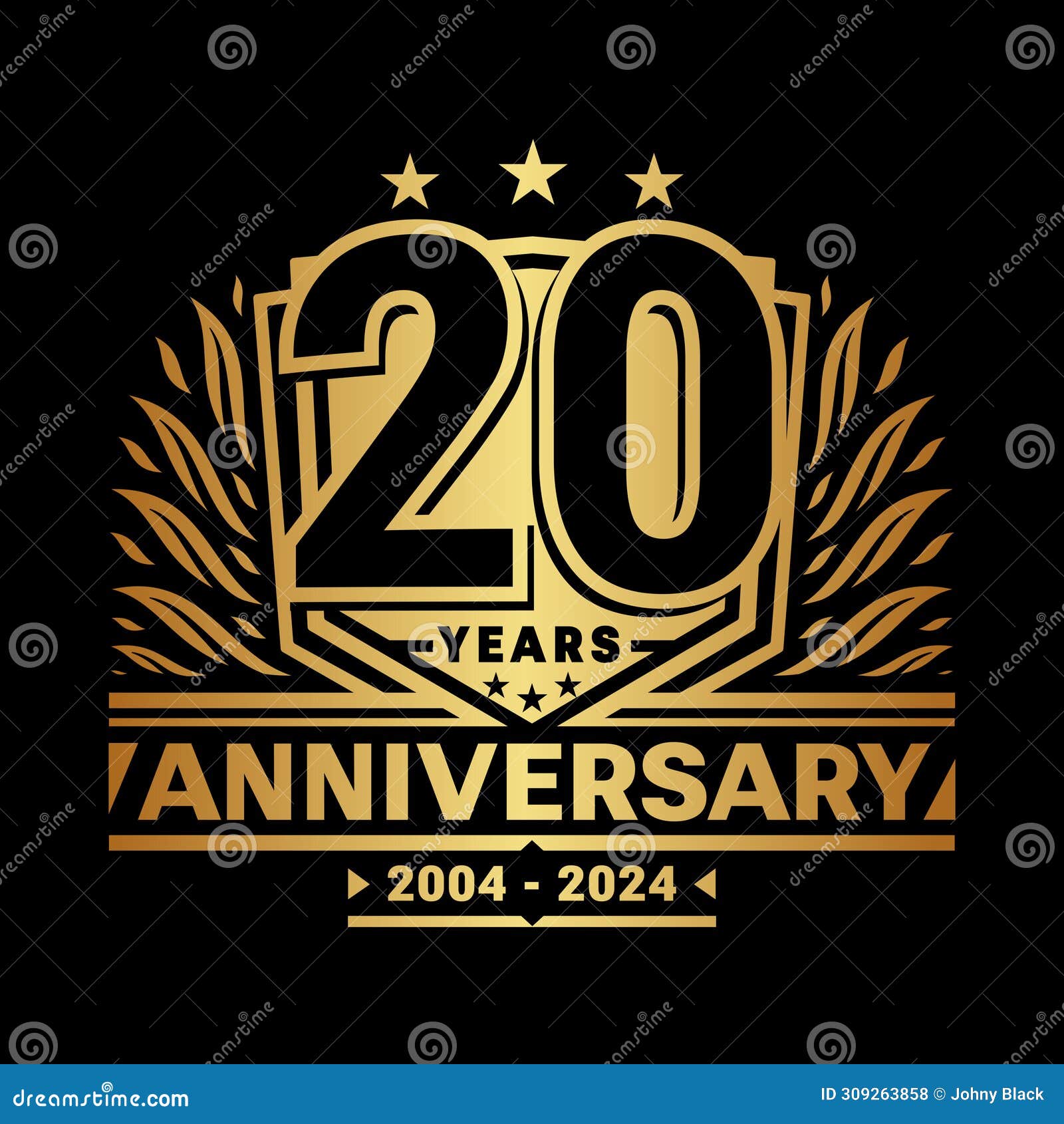 20 Years Anniversary Celebration Shield Design Template. 20th ...