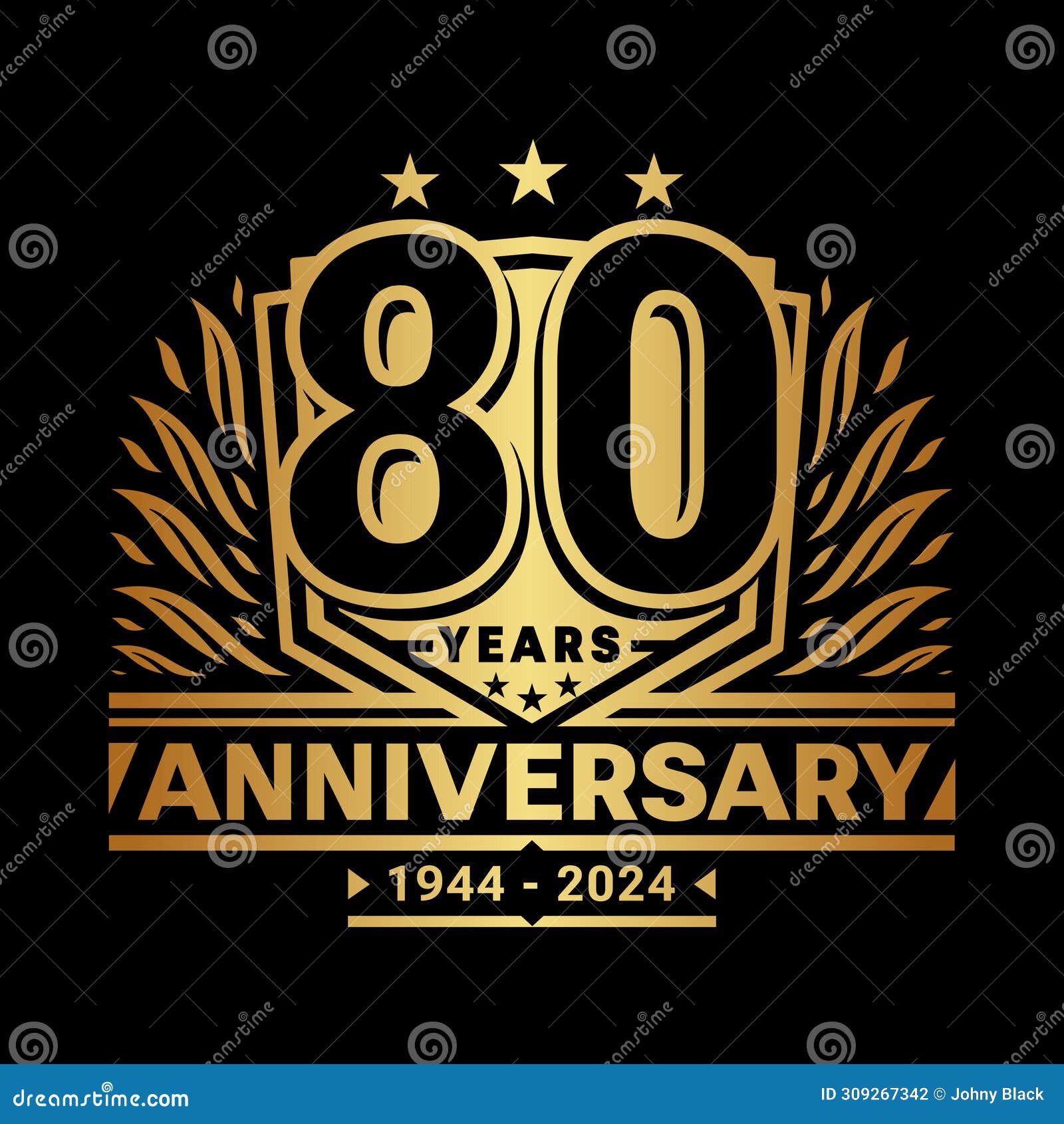 80 Years Anniversary Celebration Shield Design Template. 80th ...