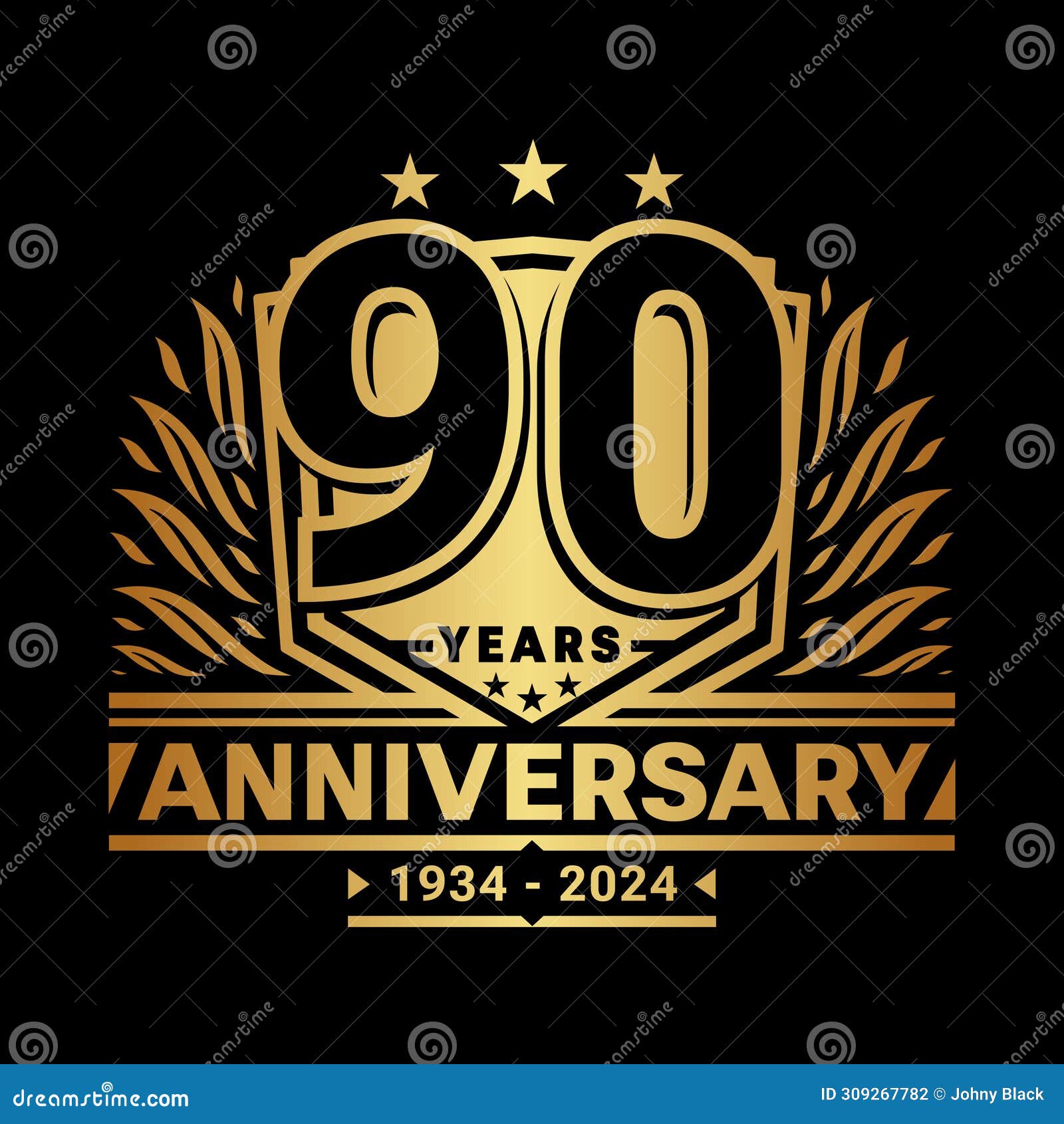 90 Years Anniversary Celebration Shield Design Template. 90th ...