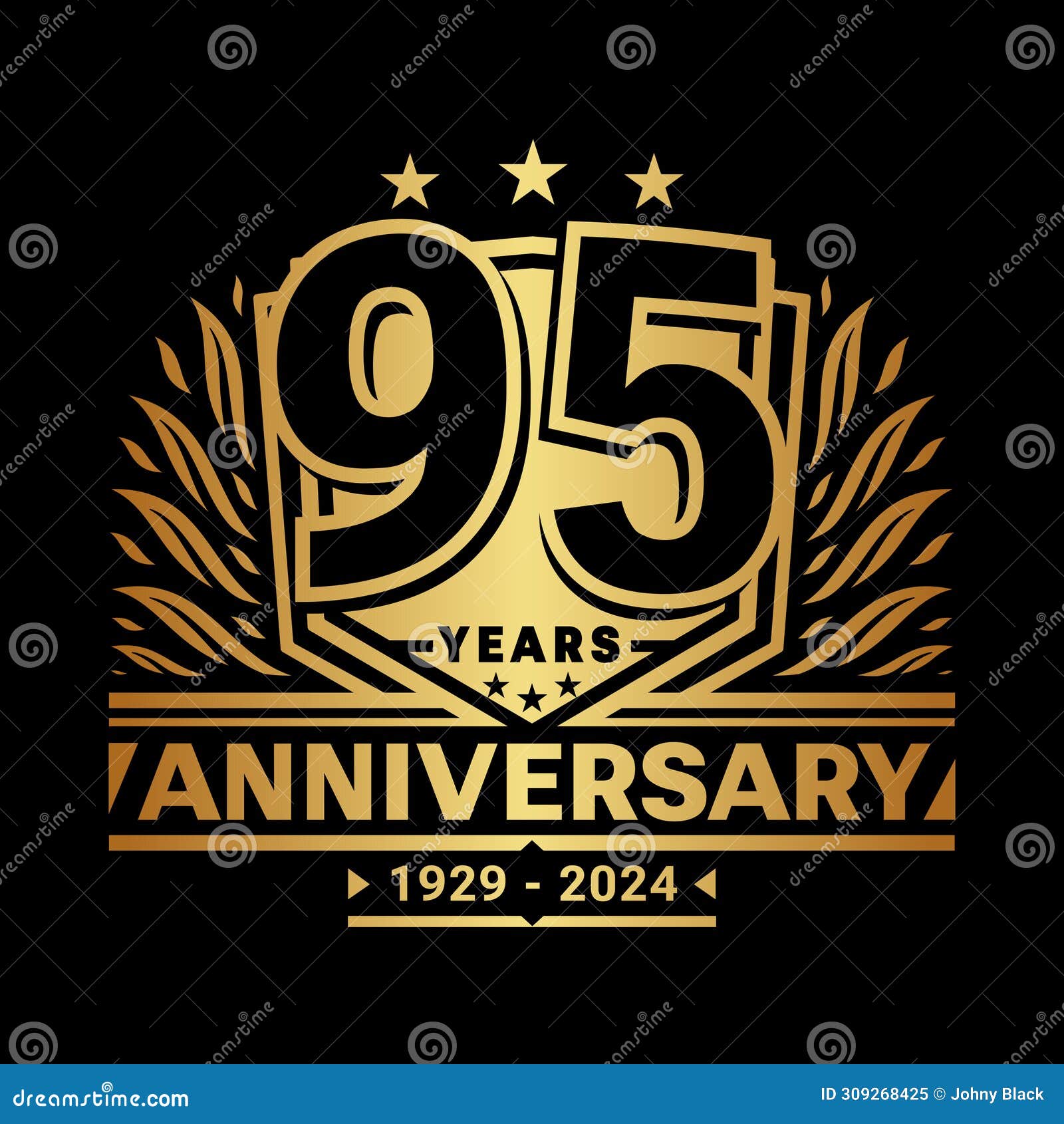 95 Years Anniversary Celebration Shield Design Template. 95th ...