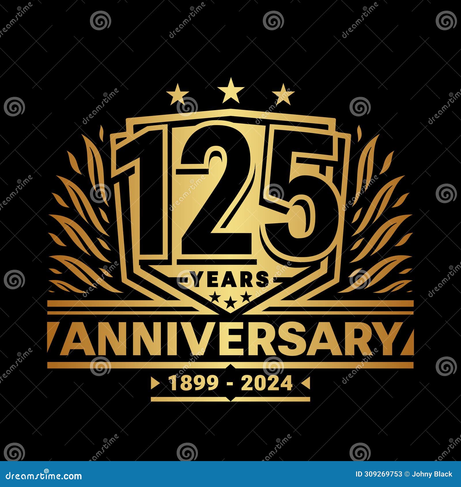 125 Years Anniversary Celebration Shield Design Template. 125th ...