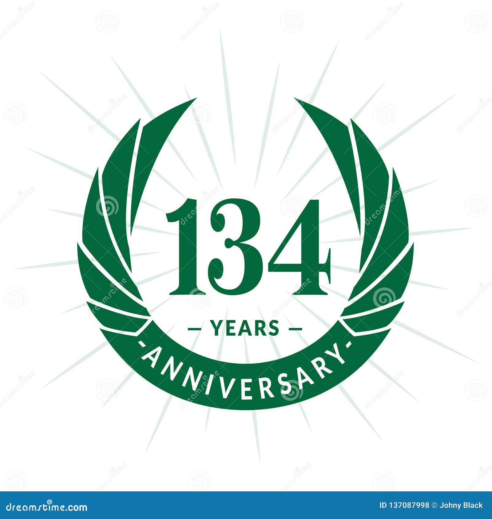 134 Years Anniversary Design Template. Elegant Anniversary Logo Design ...