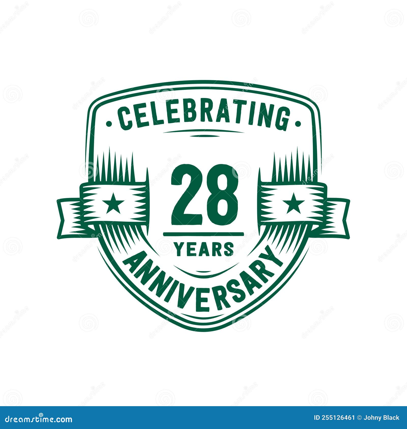 28 Years Anniversary Celebration Shield Design Template. 28th ...
