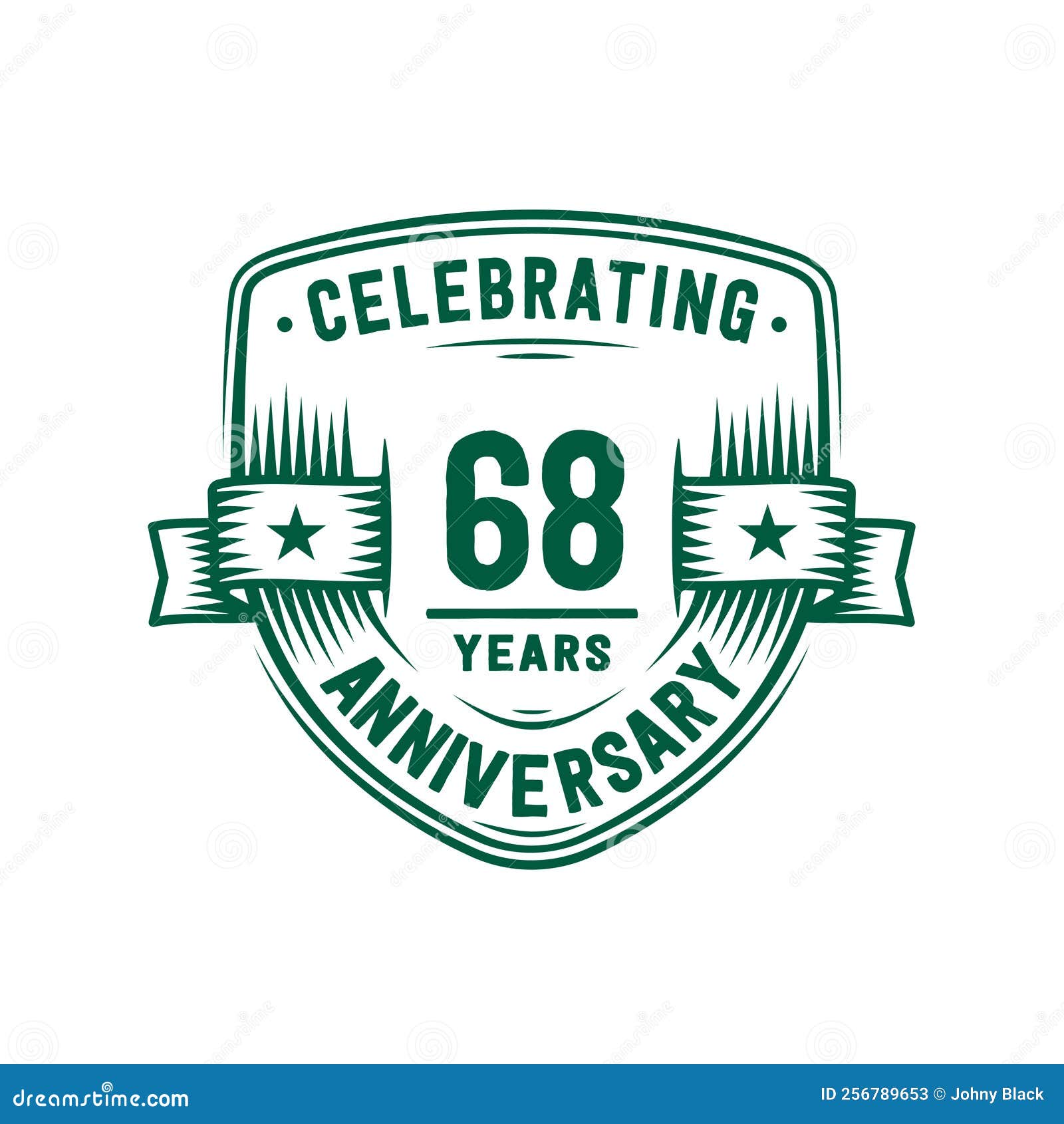 68 Years Anniversary Celebration Shield Design Template. 68th ...