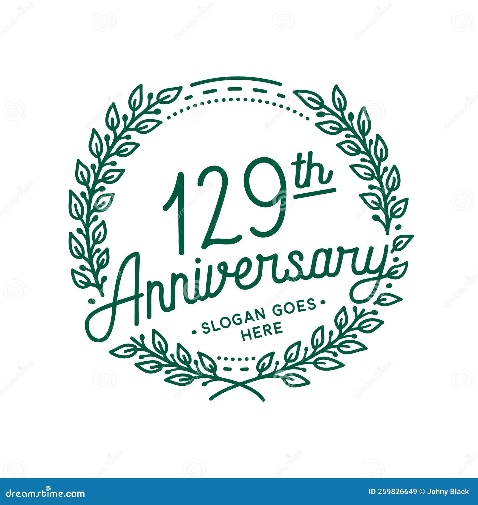 129 Years Anniversary Celebration with Laurel Wreath. 129th Anniversary ...