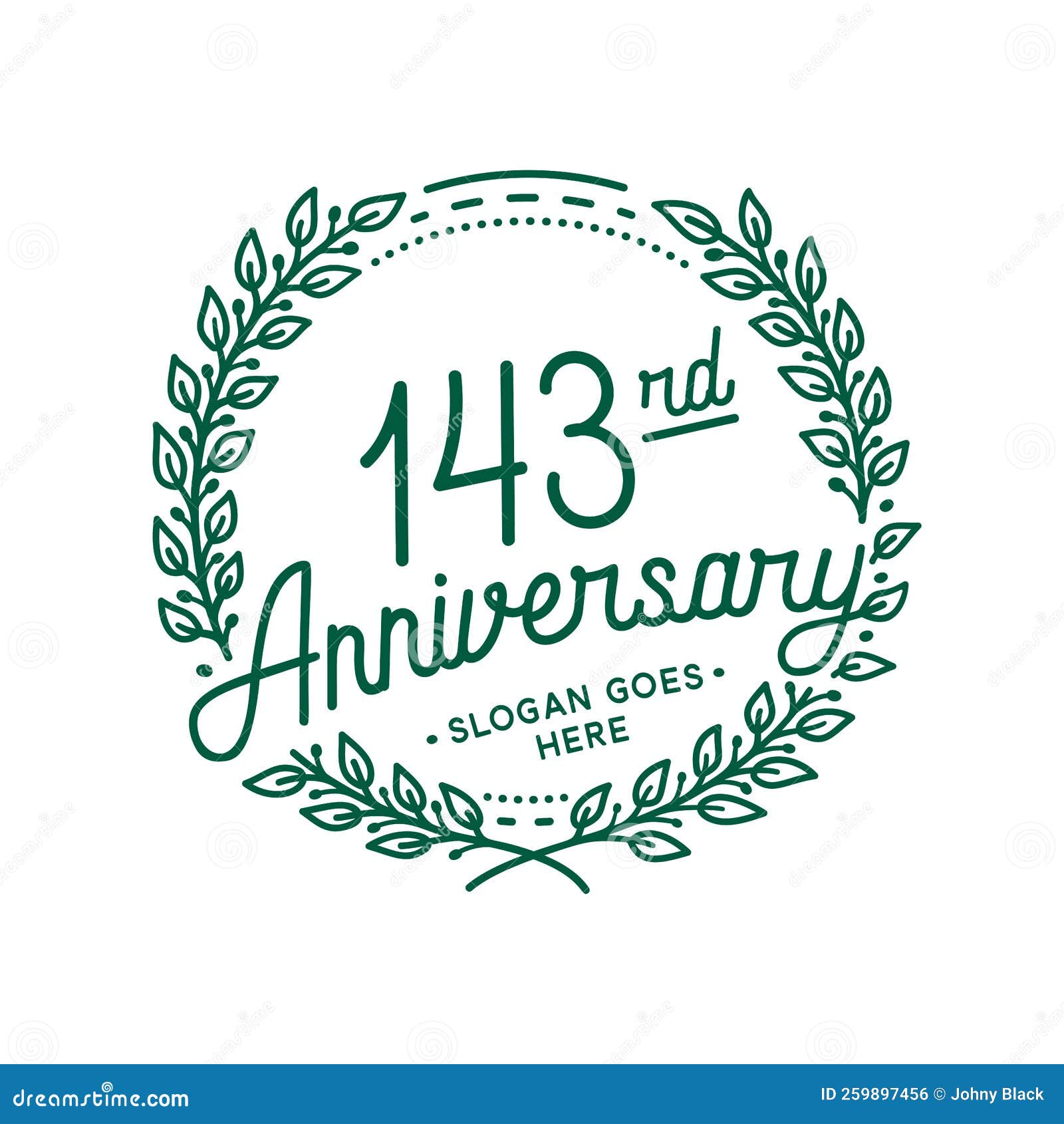 143 Years Anniversary Celebration with Laurel Wreath. 143rd Anniversary ...