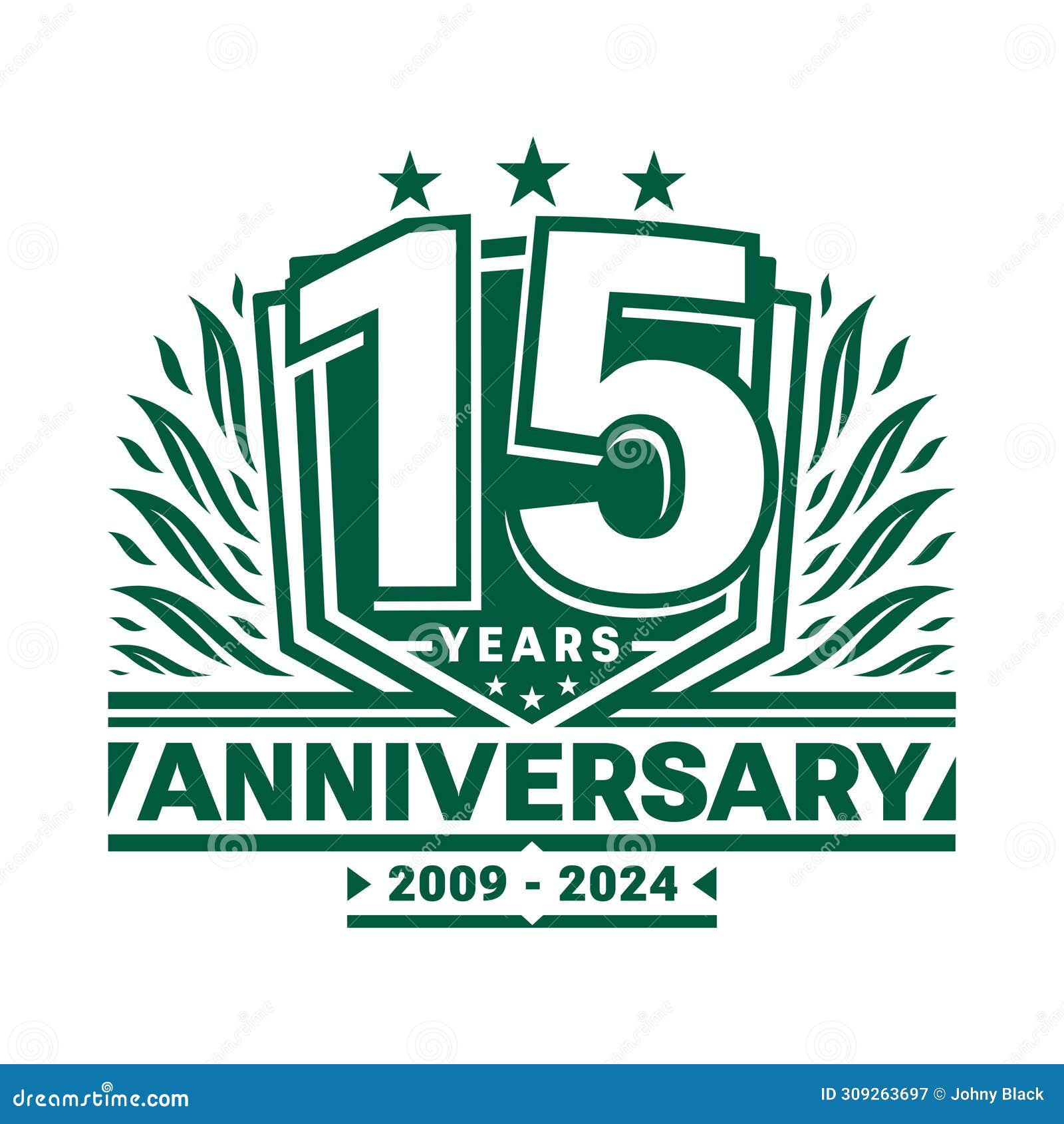 15 Years Anniversary Celebration Shield Design Template. 15th ...