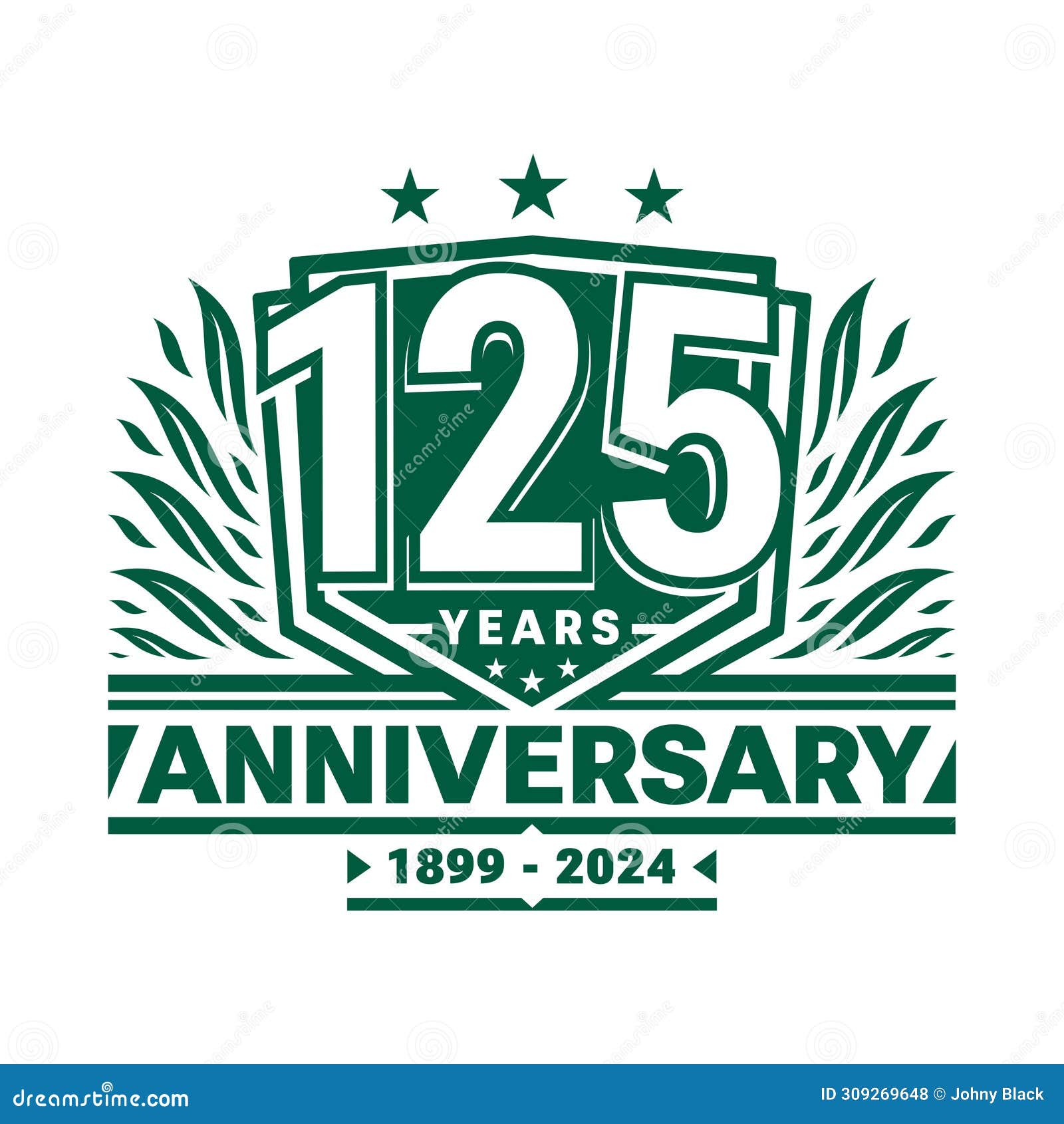 125 Years Anniversary Celebration Shield Design Template. 125th ...