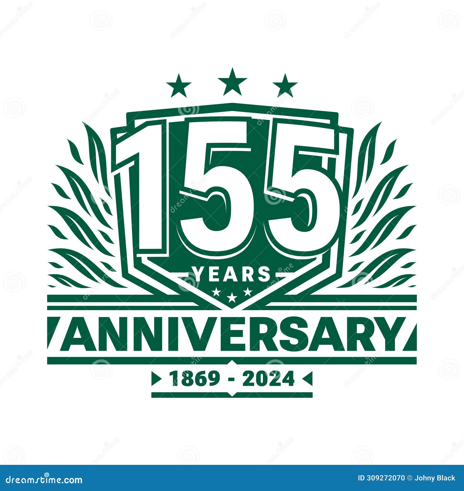 155 Years Anniversary Celebration Shield Design Template. 155th ...