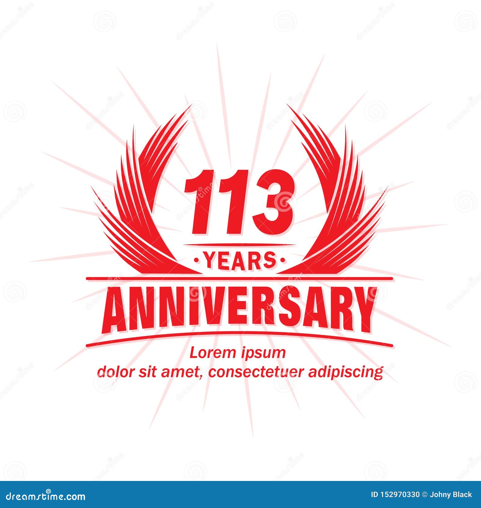113 Years Anniversary. Elegant Anniversary Design. 113rd Years Logo ...