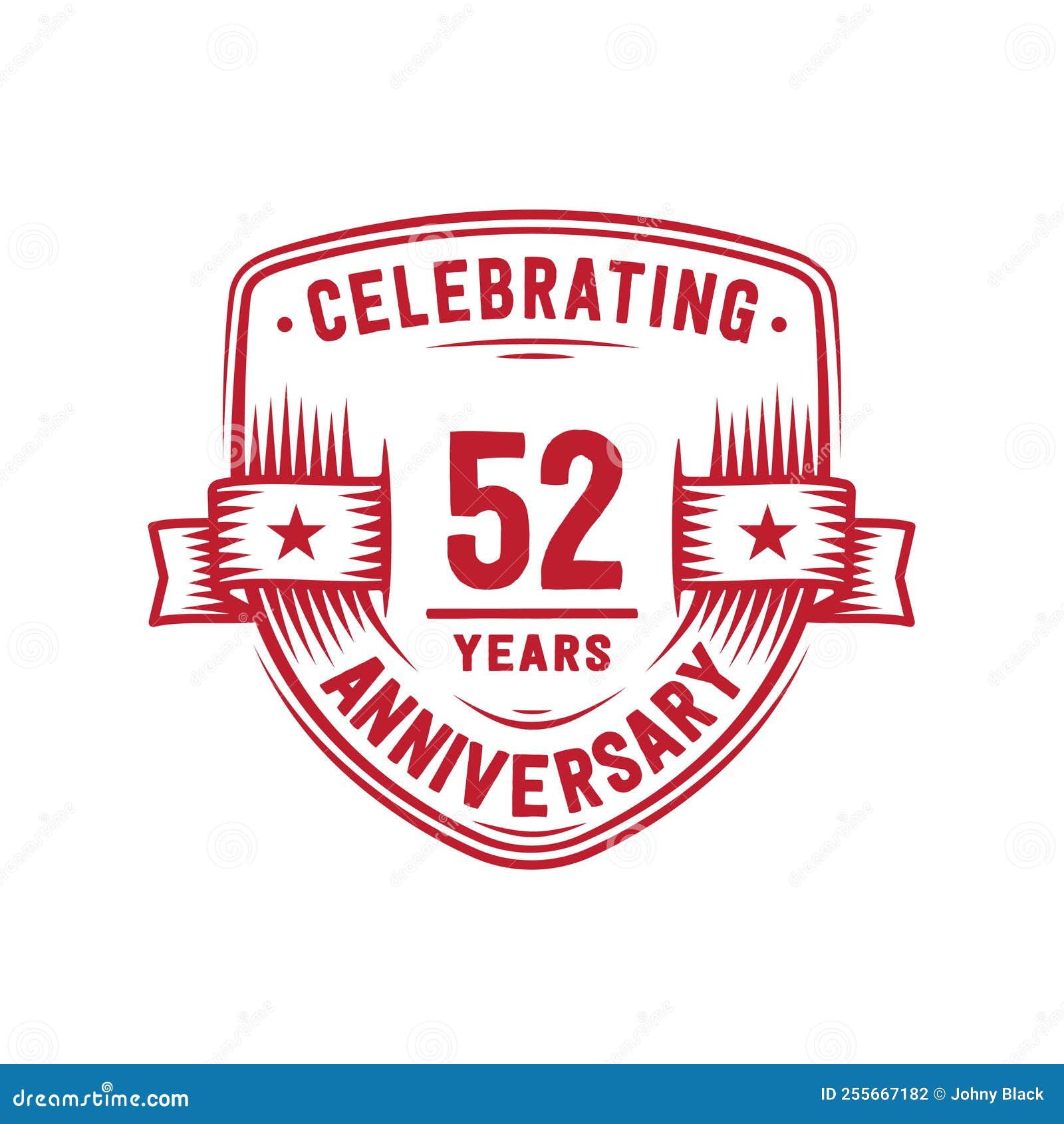 52 Years Anniversary Celebration Shield Design Template. 52nd ...