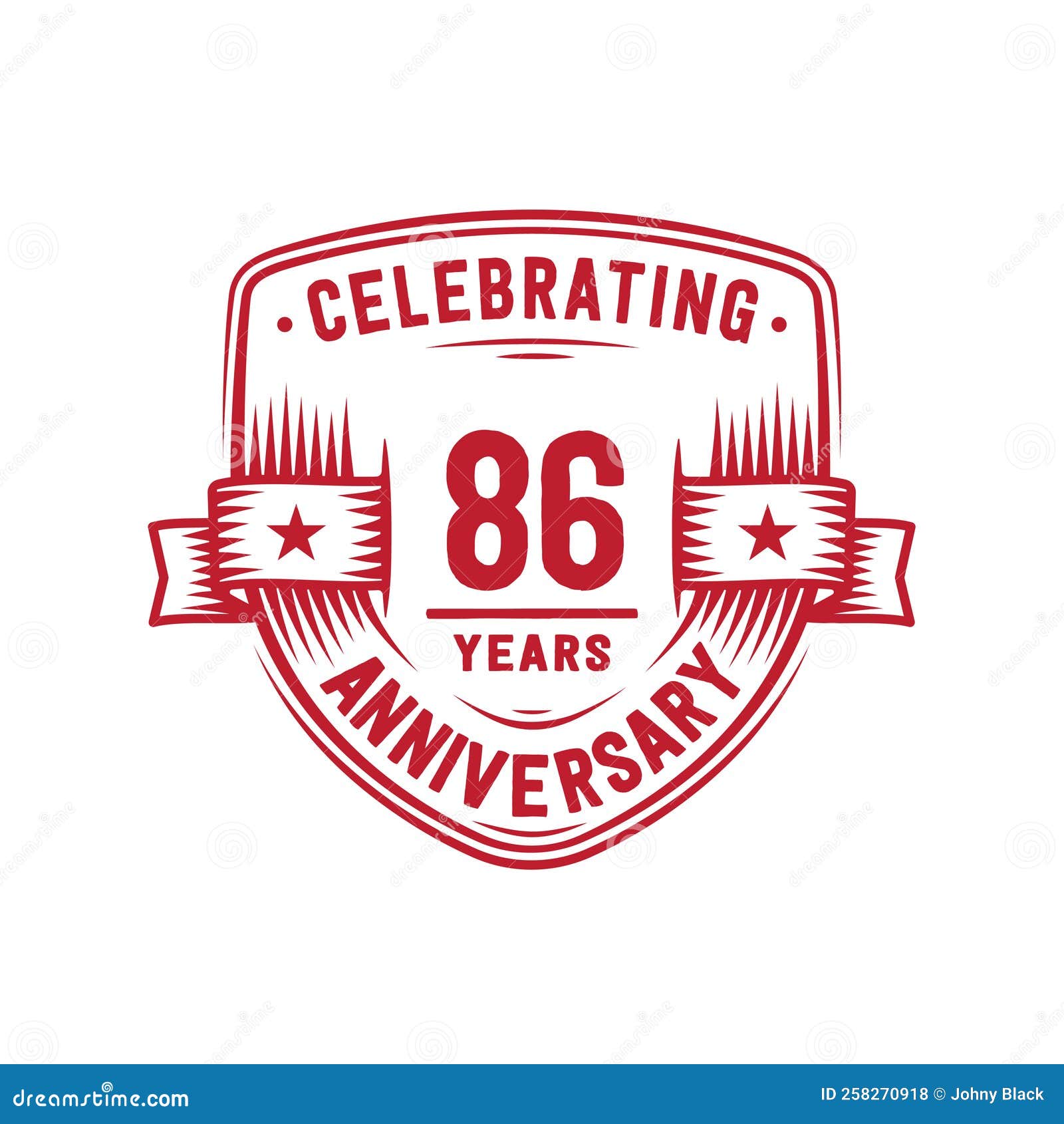 86 Years Anniversary Celebration Shield Design Template. 86th ...