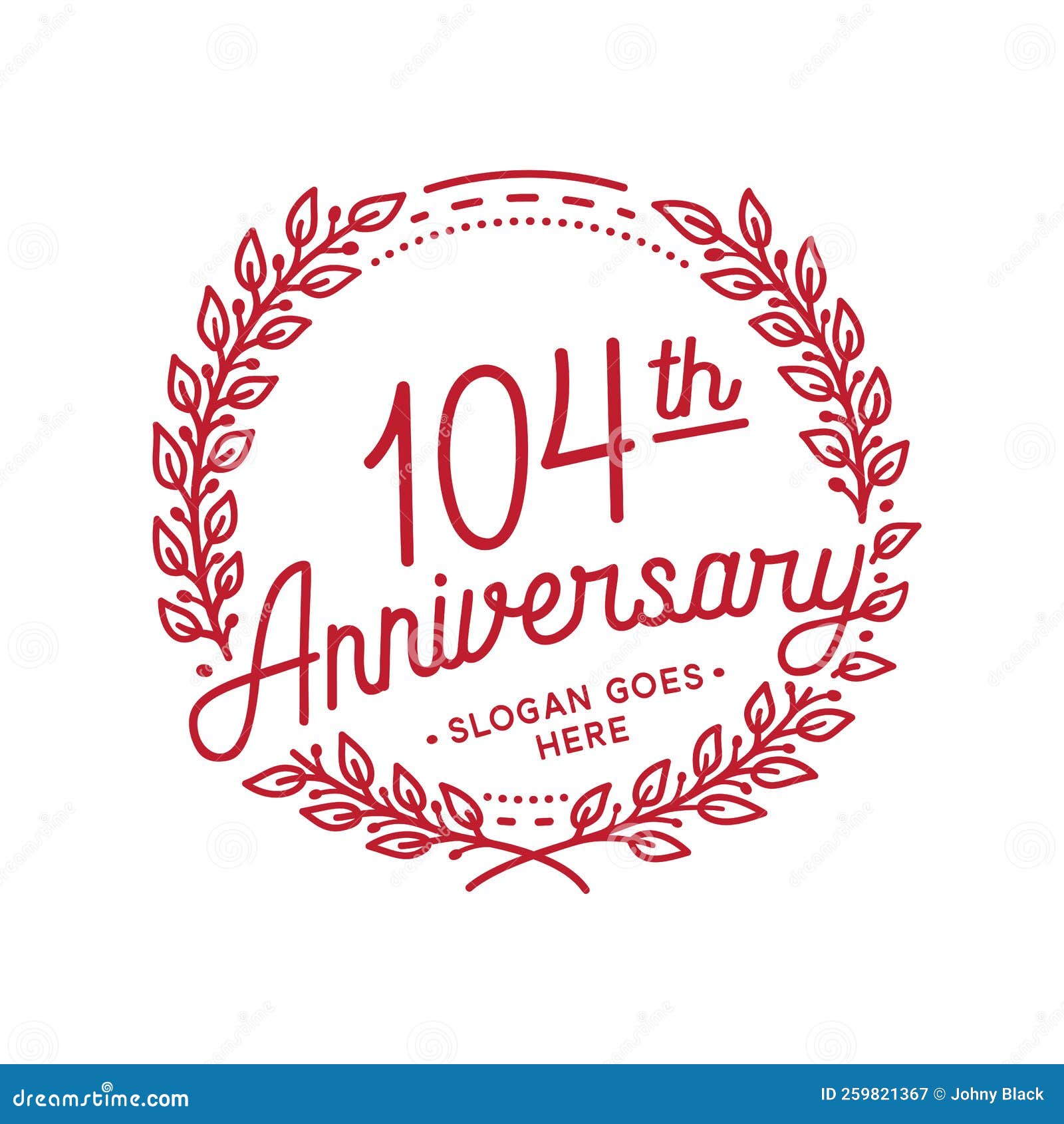 104 Years Anniversary Celebration with Laurel Wreath. 104th Anniversary ...