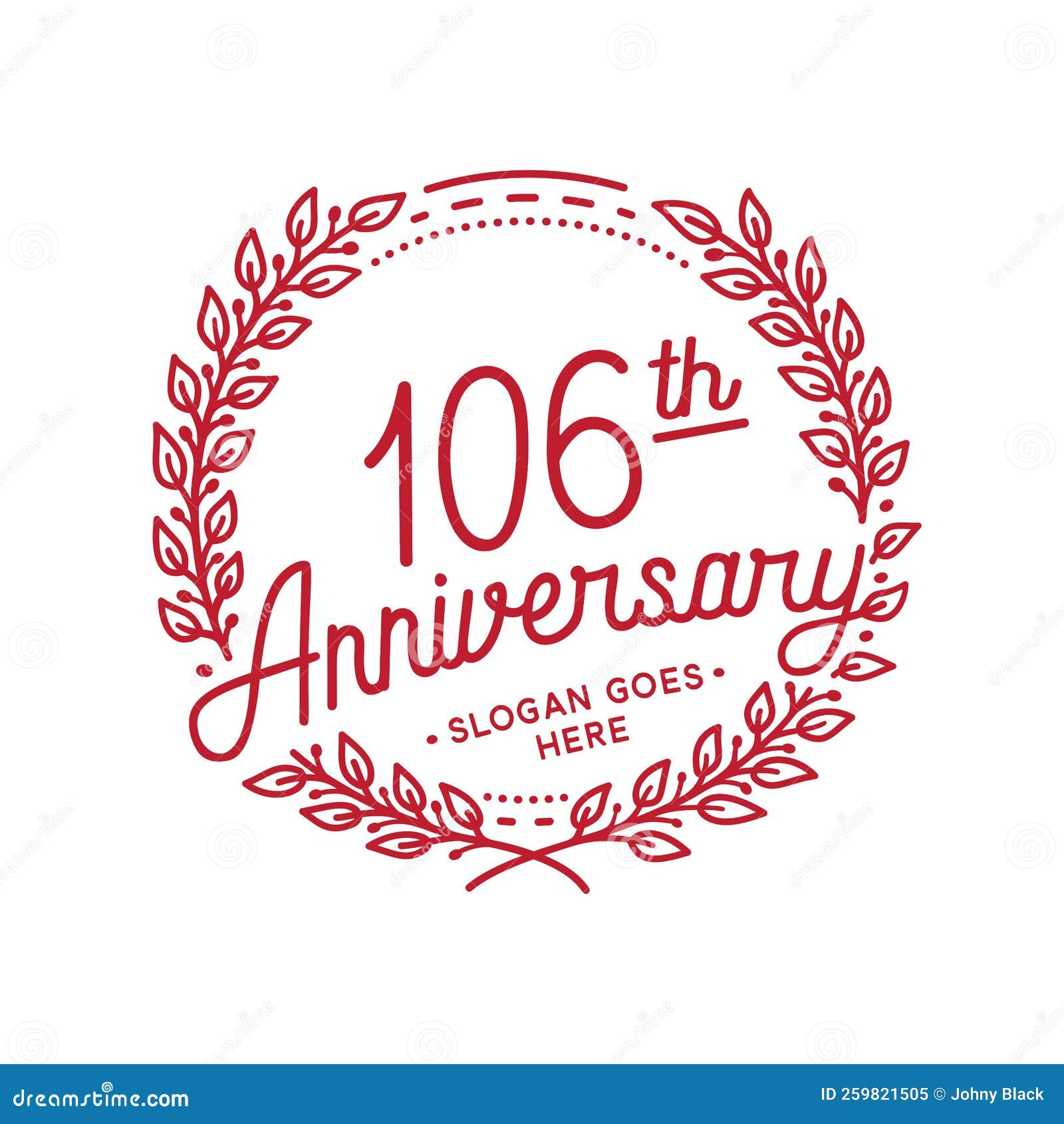 106 Years Anniversary Celebration with Laurel Wreath. 106th Anniversary ...