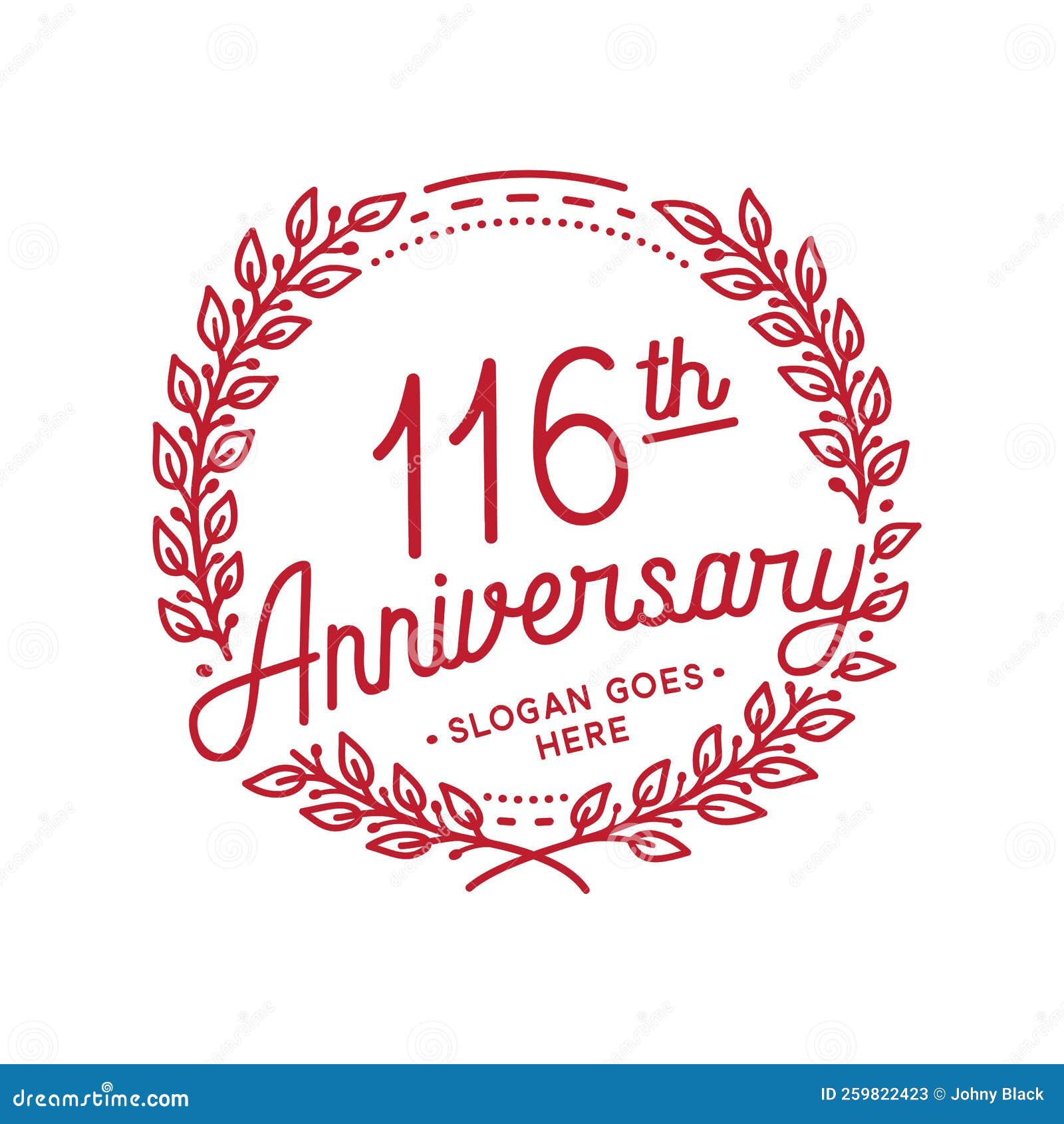 116 Years Anniversary Celebration with Laurel Wreath. 116th Anniversary ...