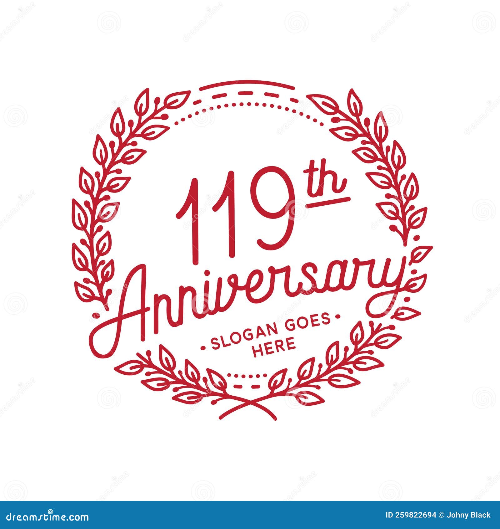 119 Years Anniversary Celebration with Laurel Wreath. 119th Anniversary ...