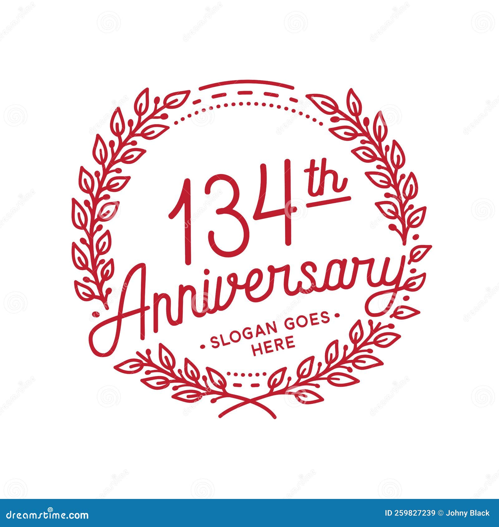 134 Years Anniversary Celebration with Laurel Wreath. 134th Anniversary ...