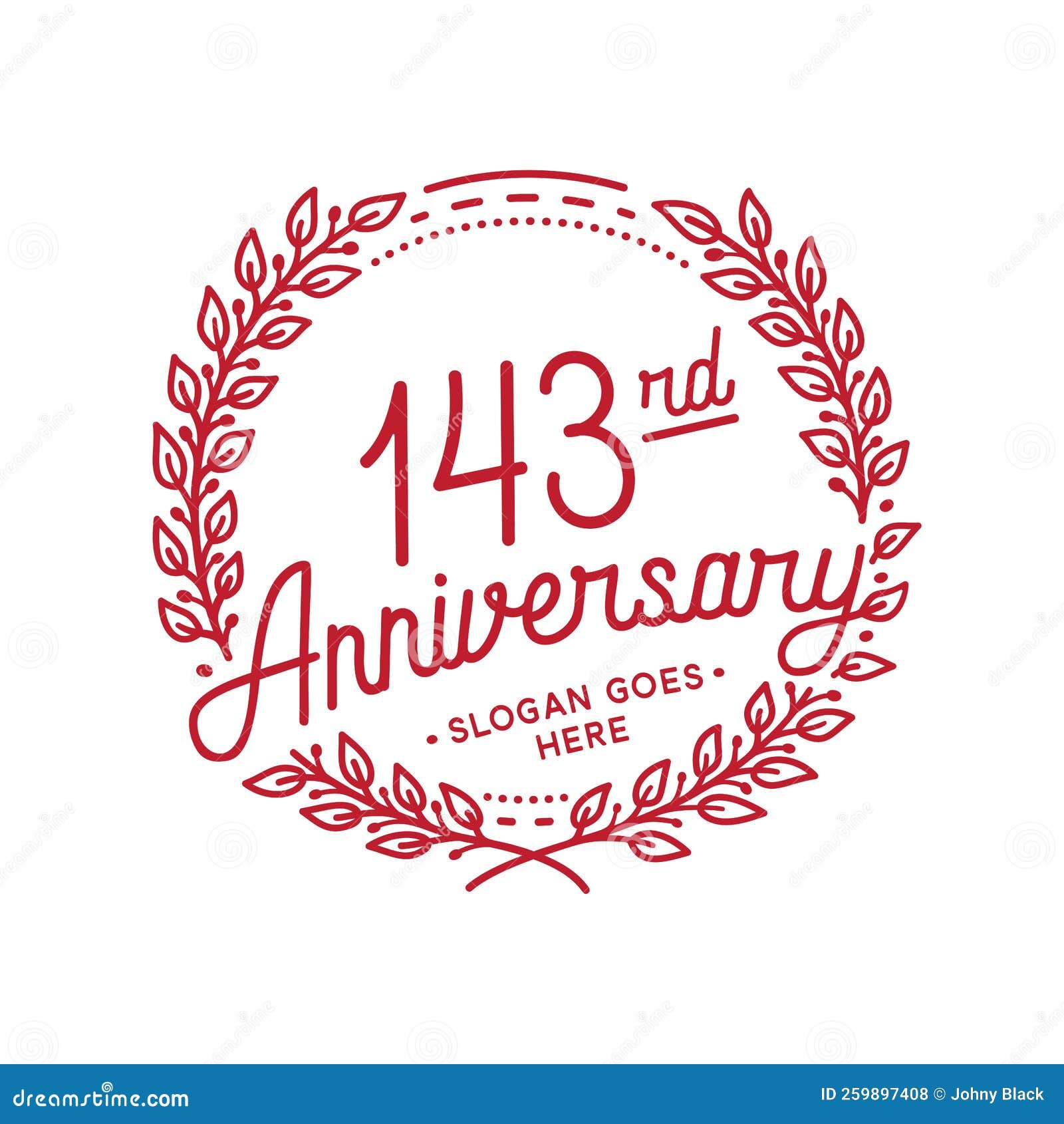 143 Years Anniversary Celebration with Laurel Wreath. 143rd Anniversary ...
