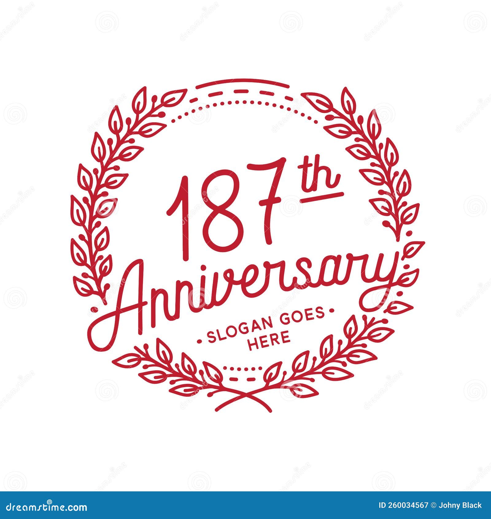 187 Years Anniversary Celebration with Laurel Wreath. 187th Anniversary ...