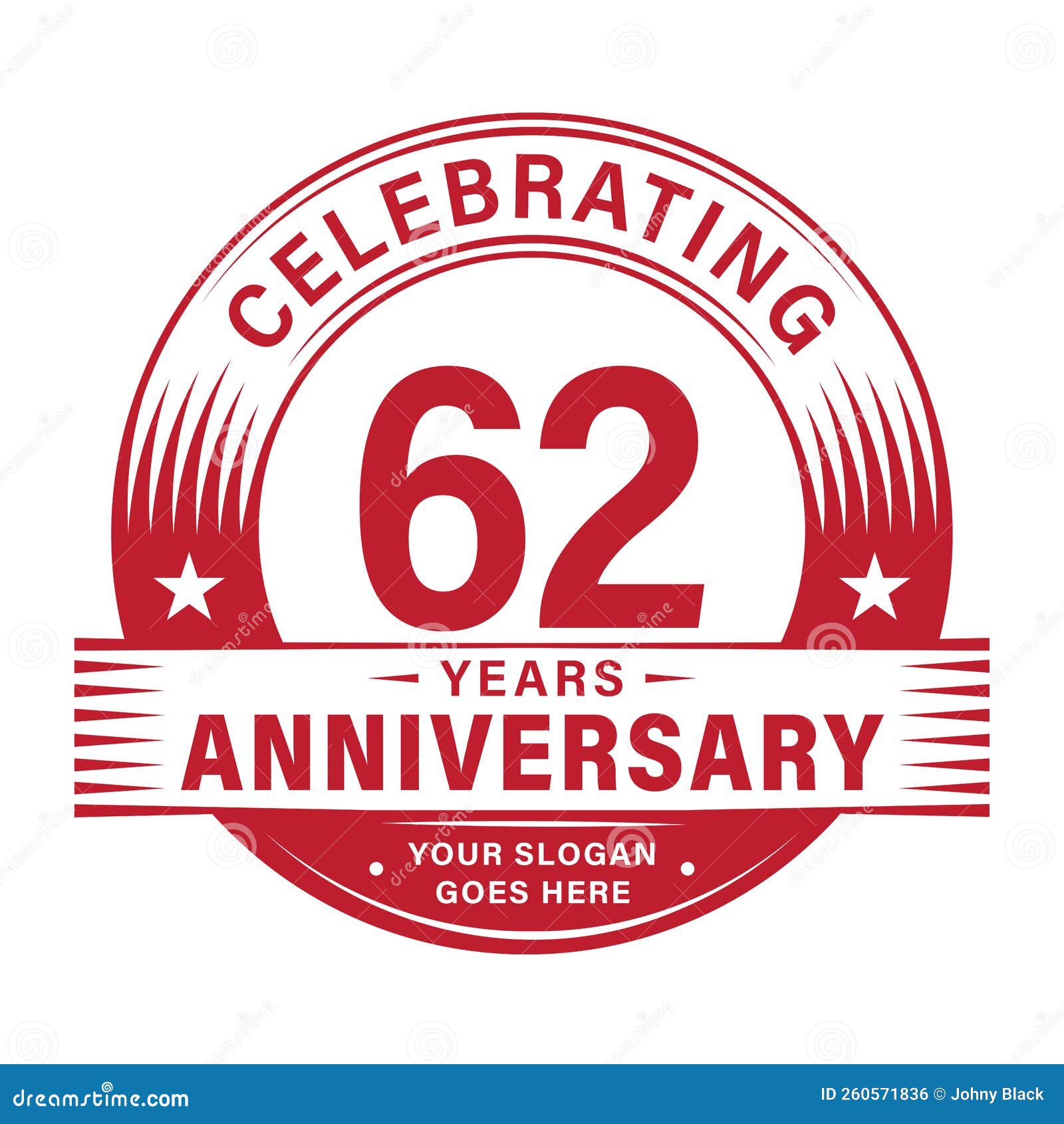 62 Years Anniversary Celebration Design Template. 62nd Logo Vector ...