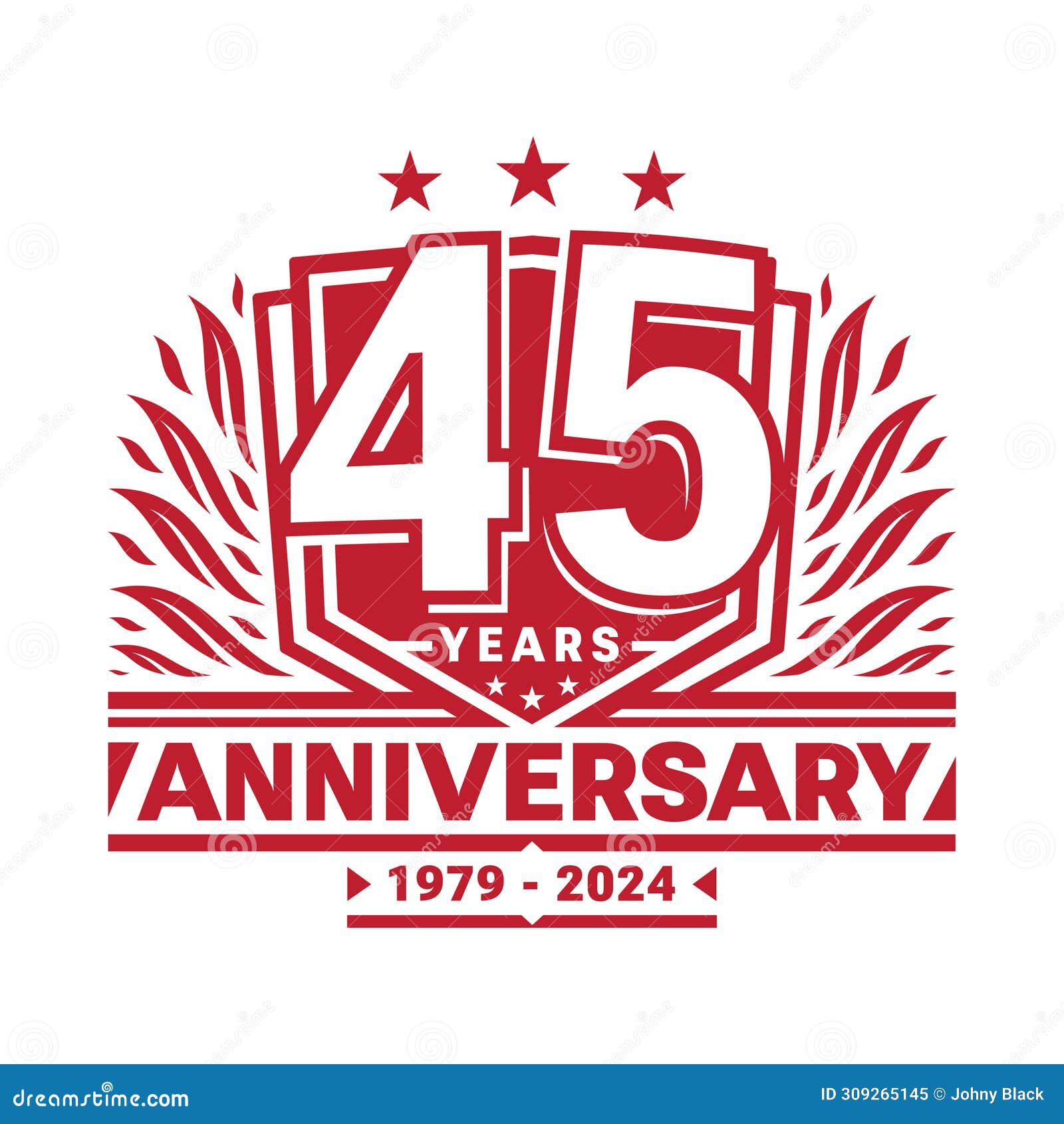 45 Years Anniversary Celebration Shield Design Template. 45th ...