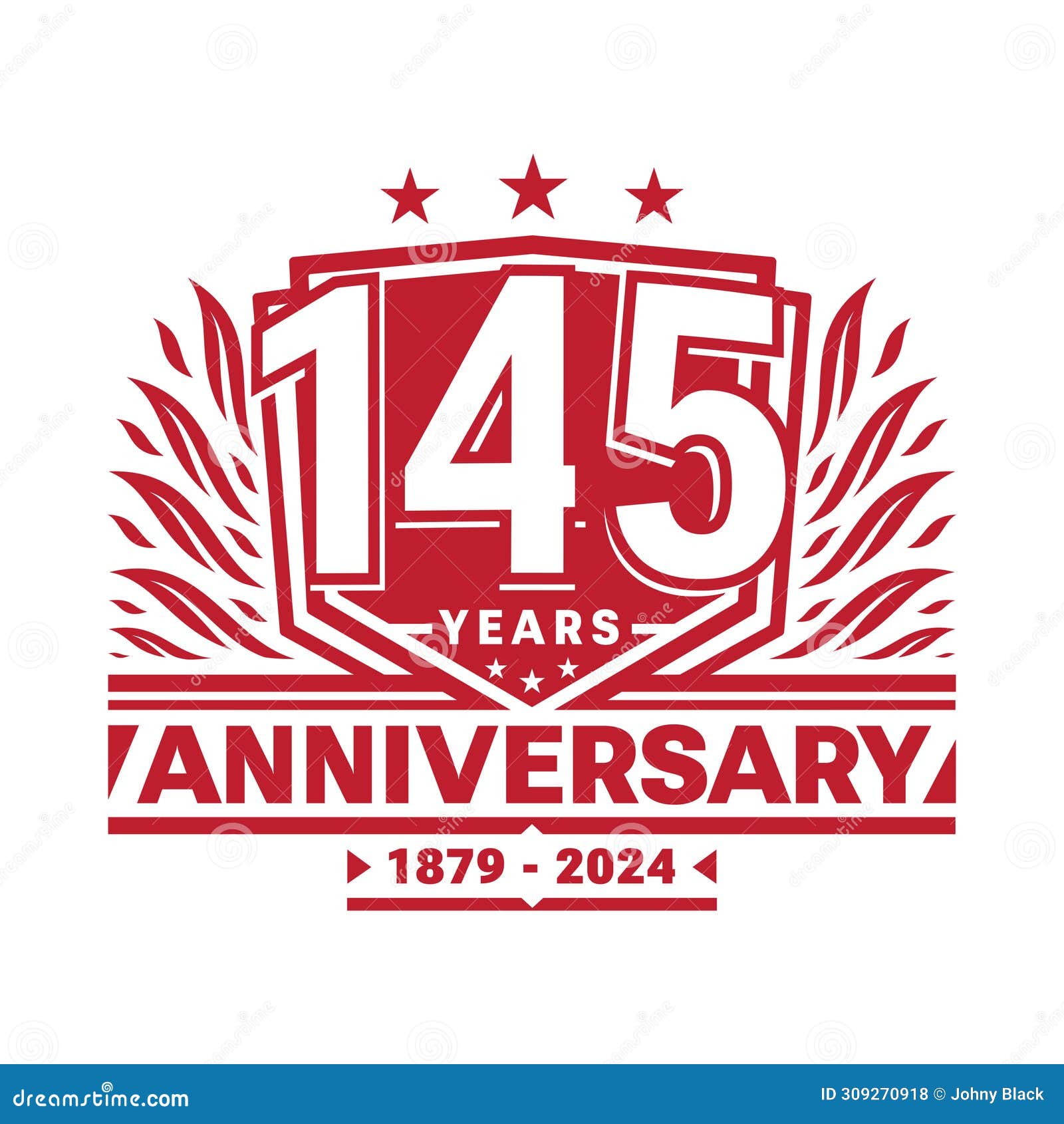 145 Years Anniversary Celebration Shield Design Template. 145th ...